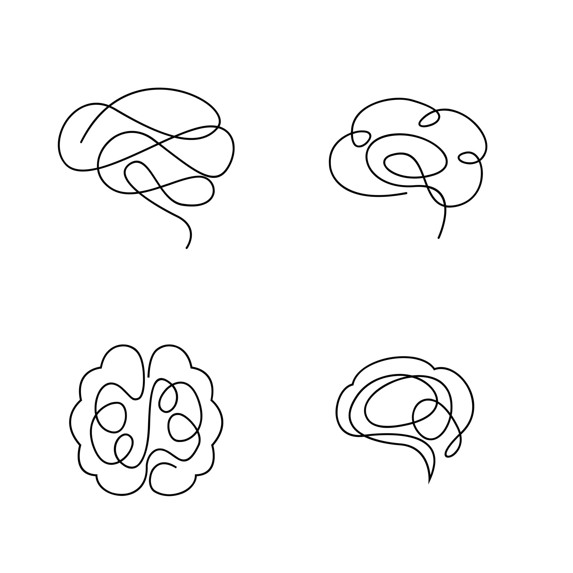 Brain icon continue single line illustration set collection 22959960 Vector Art at Vecteezy