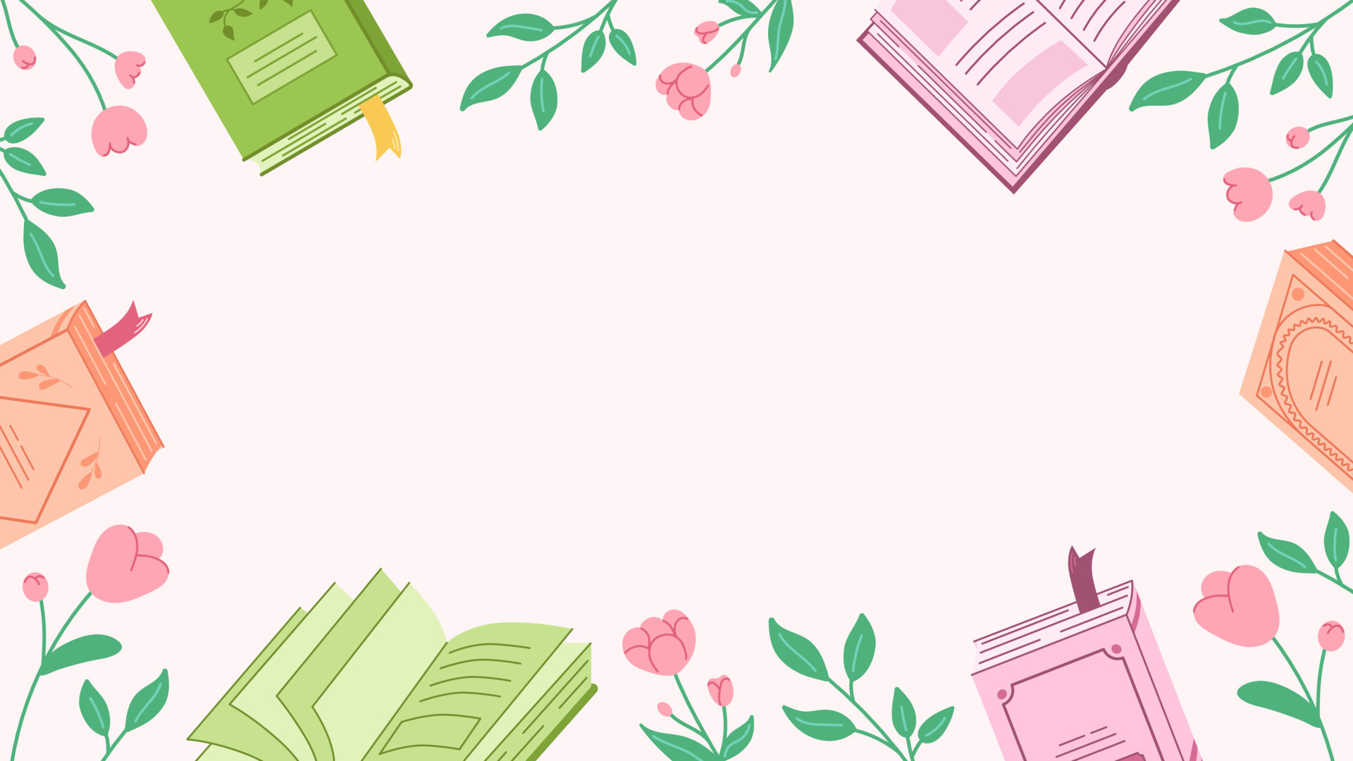 Spring background with flowers and books. Banner poster template with ...