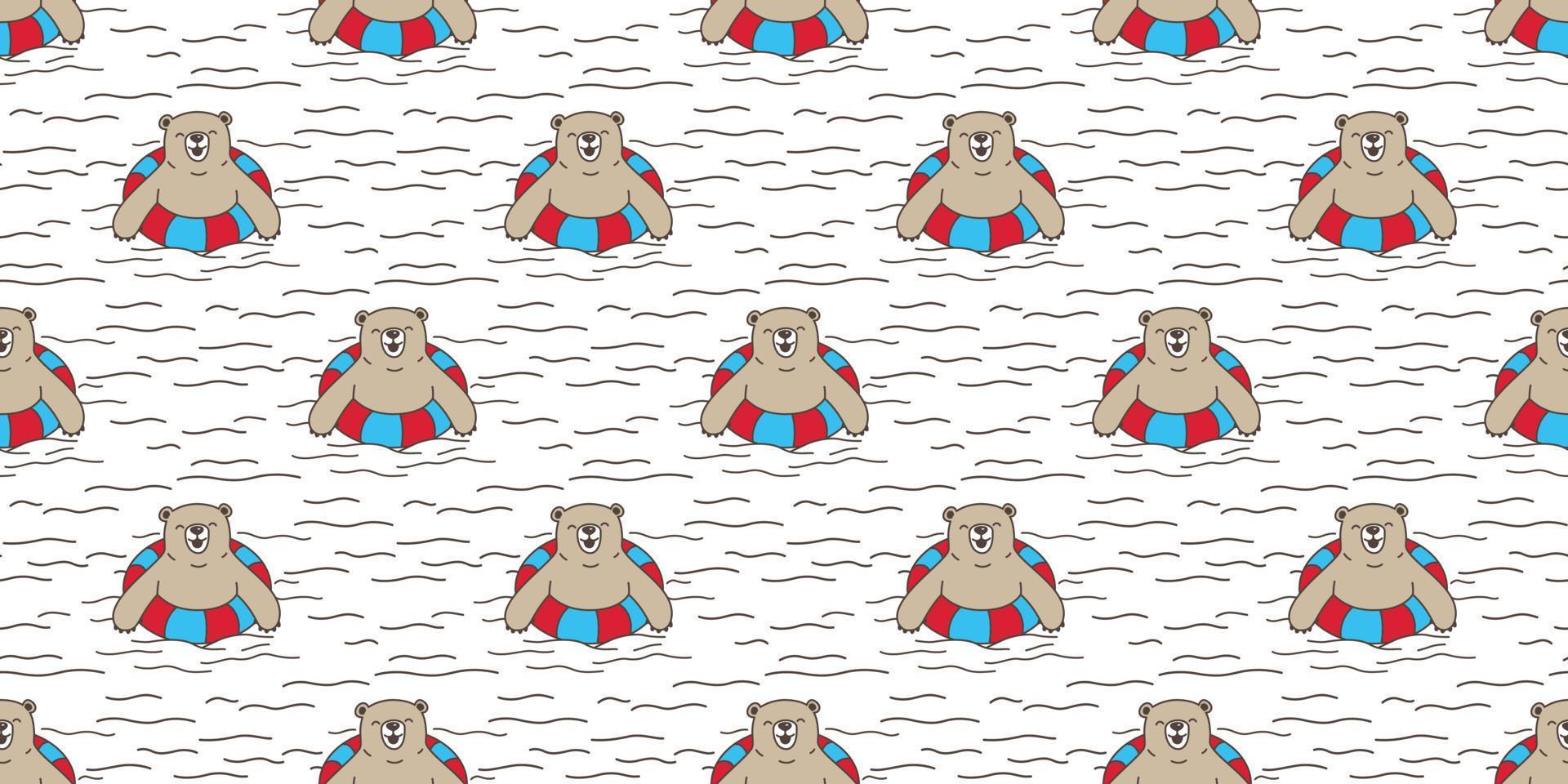 Bear Seamless Pattern Vector Polar Bear Swimming Pool Ring Isolated Wallpaper Background Teddy
