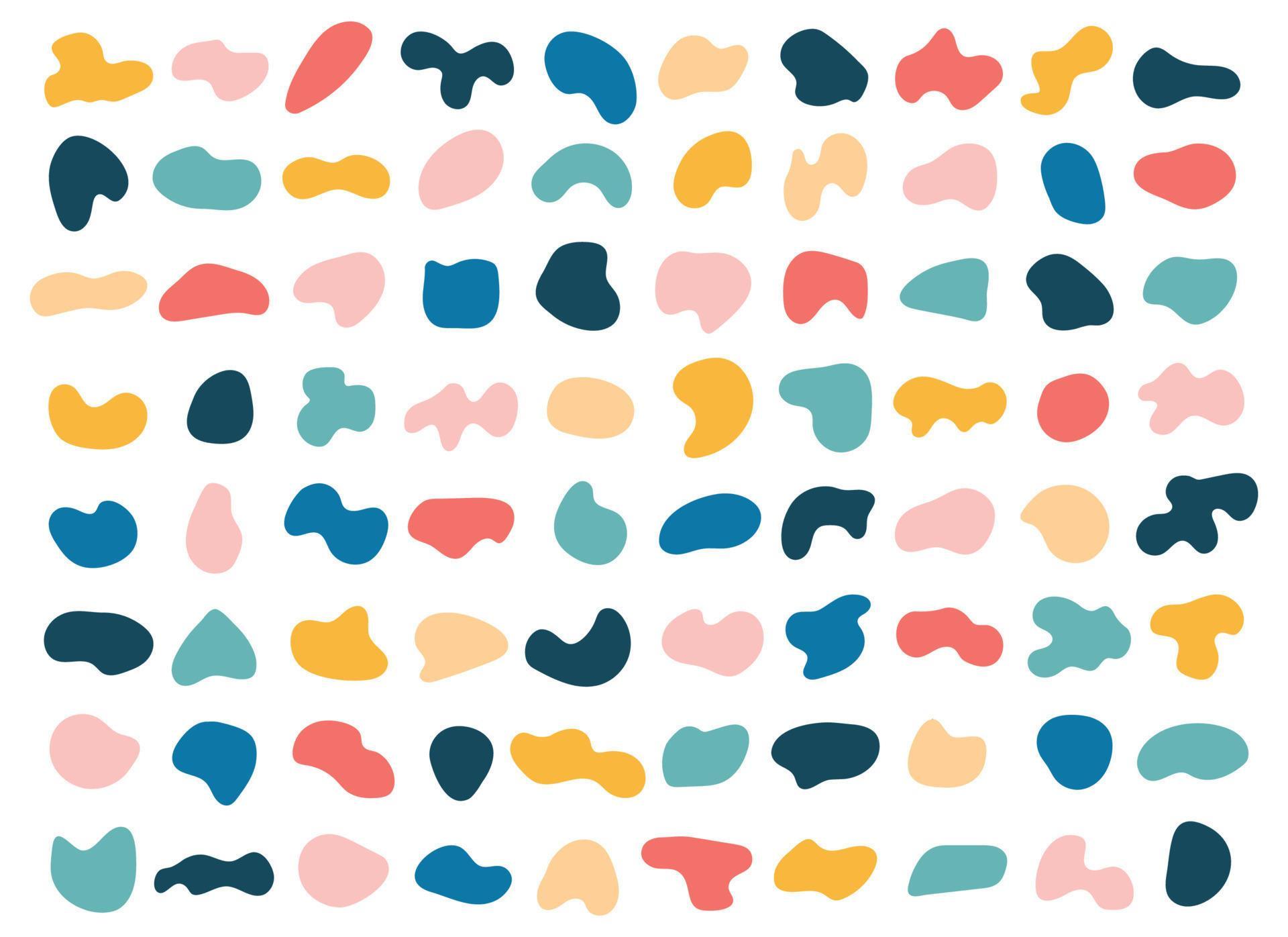 Abstract liquid shapes, organic random blobs, fluid elements. Colored ...