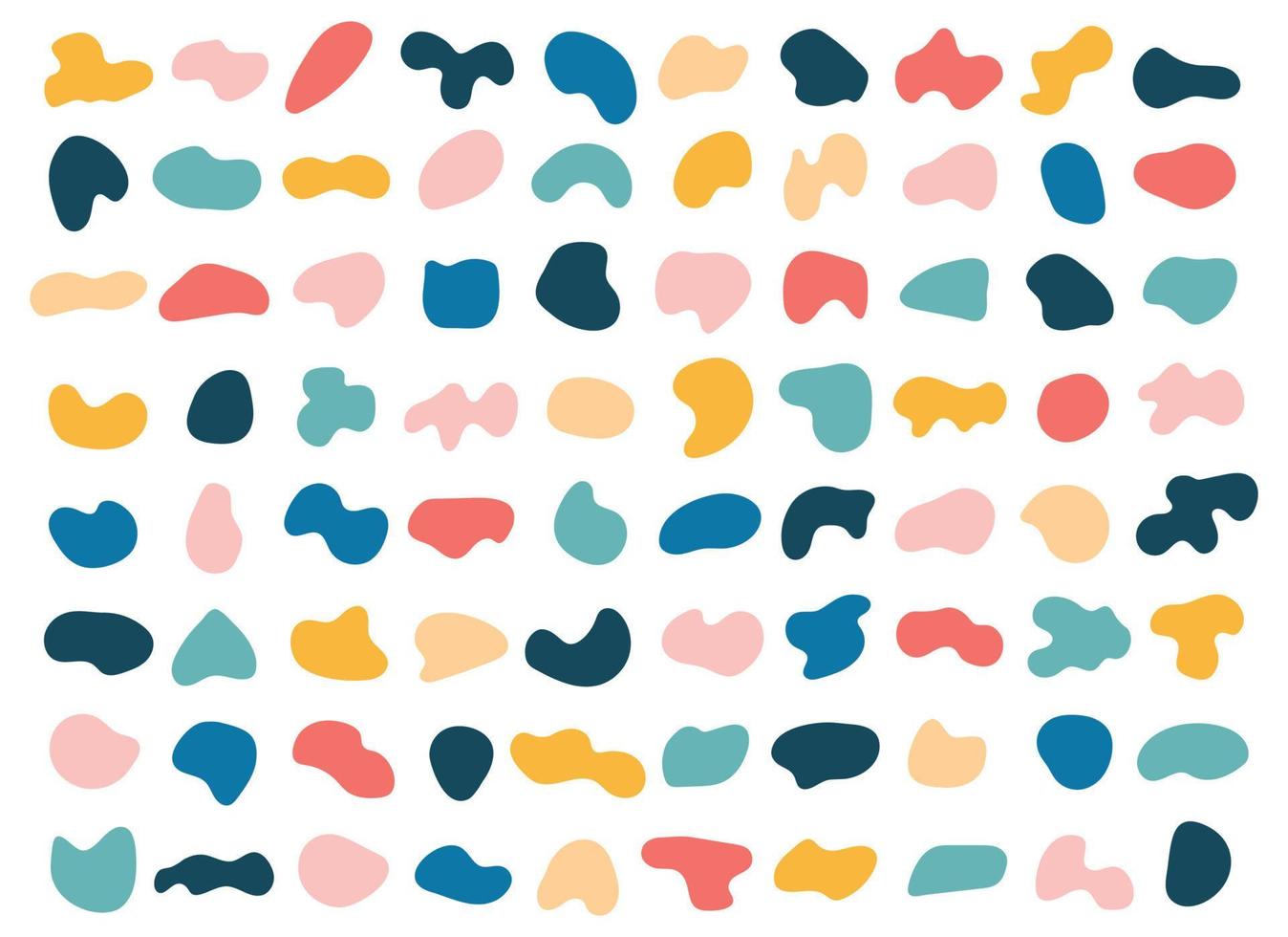 Abstract liquid shapes, organic random blobs, fluid elements. Colored bubble, splodge, drop ...