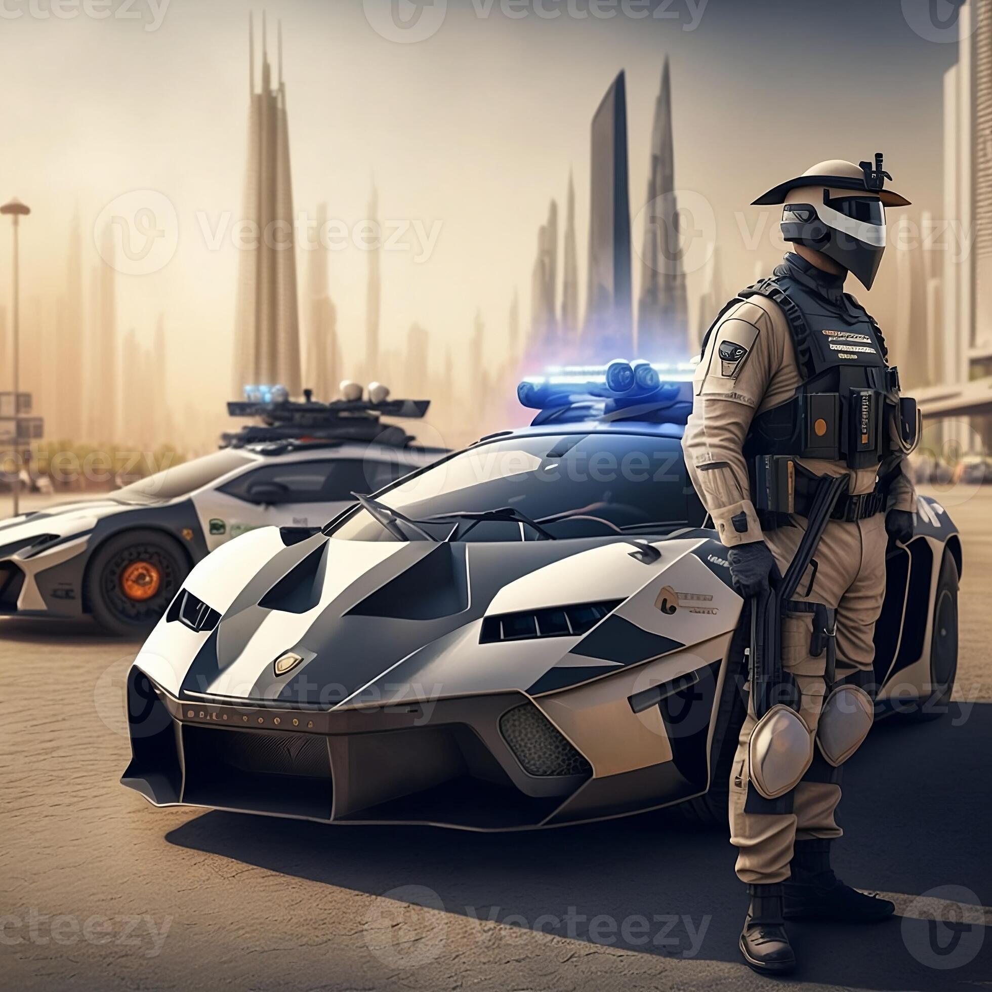 Police officer in uniform. Dubai. futuristic concept. Dubai Police ... Police officer in uniform. Dubai. futuristic concept. Dubai Police ...