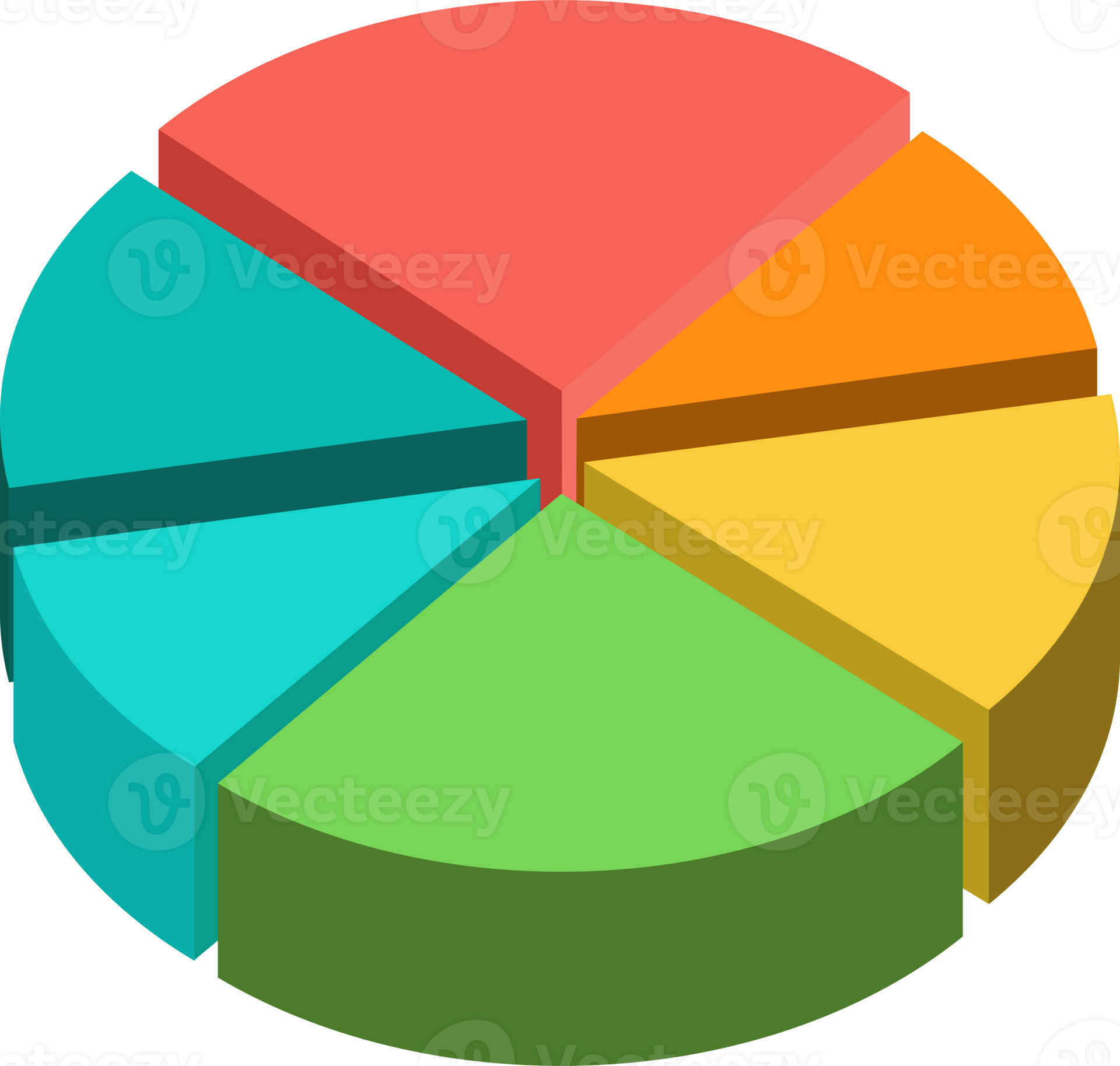 3d pie chart six pieces.Infographic isometric puzzle circular template ...