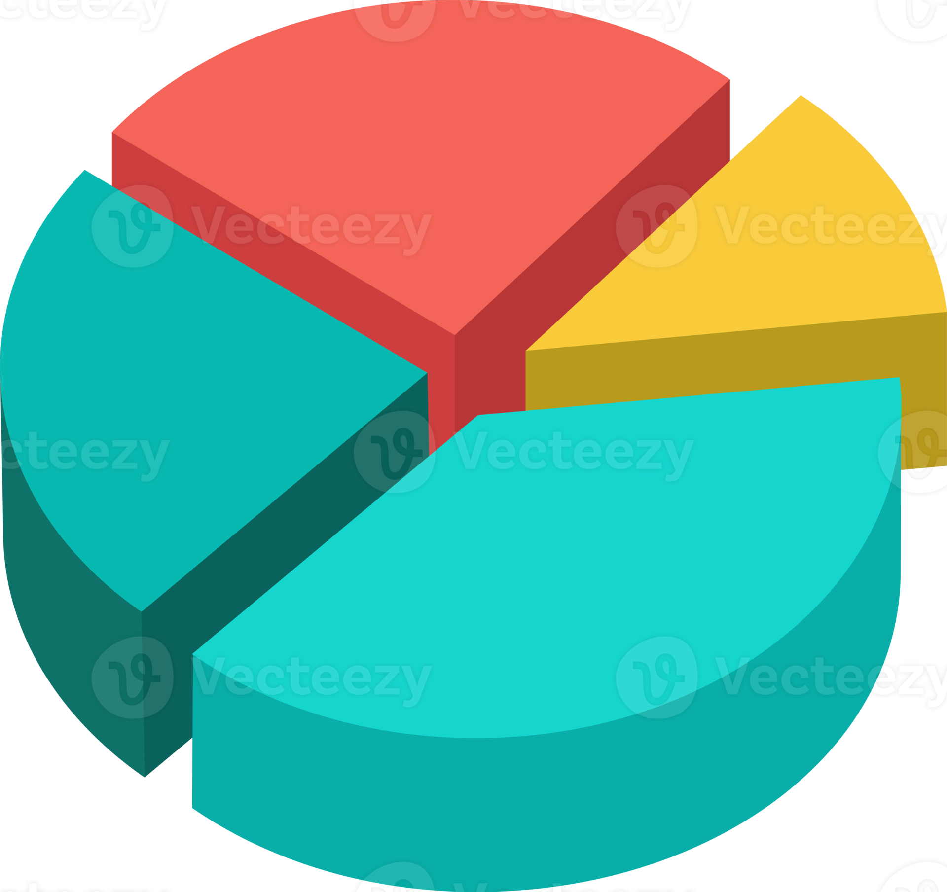 3d pie chart four pieces.Infographic isometric puzzle circular template ...
