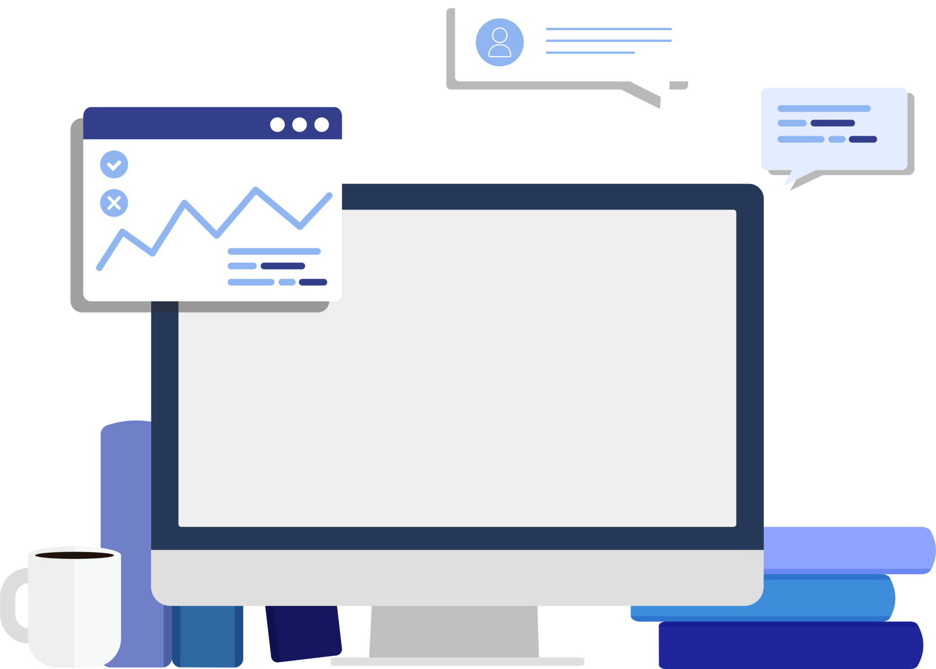 Free Workspace desktop display.computer, coffee, books, windows web ...