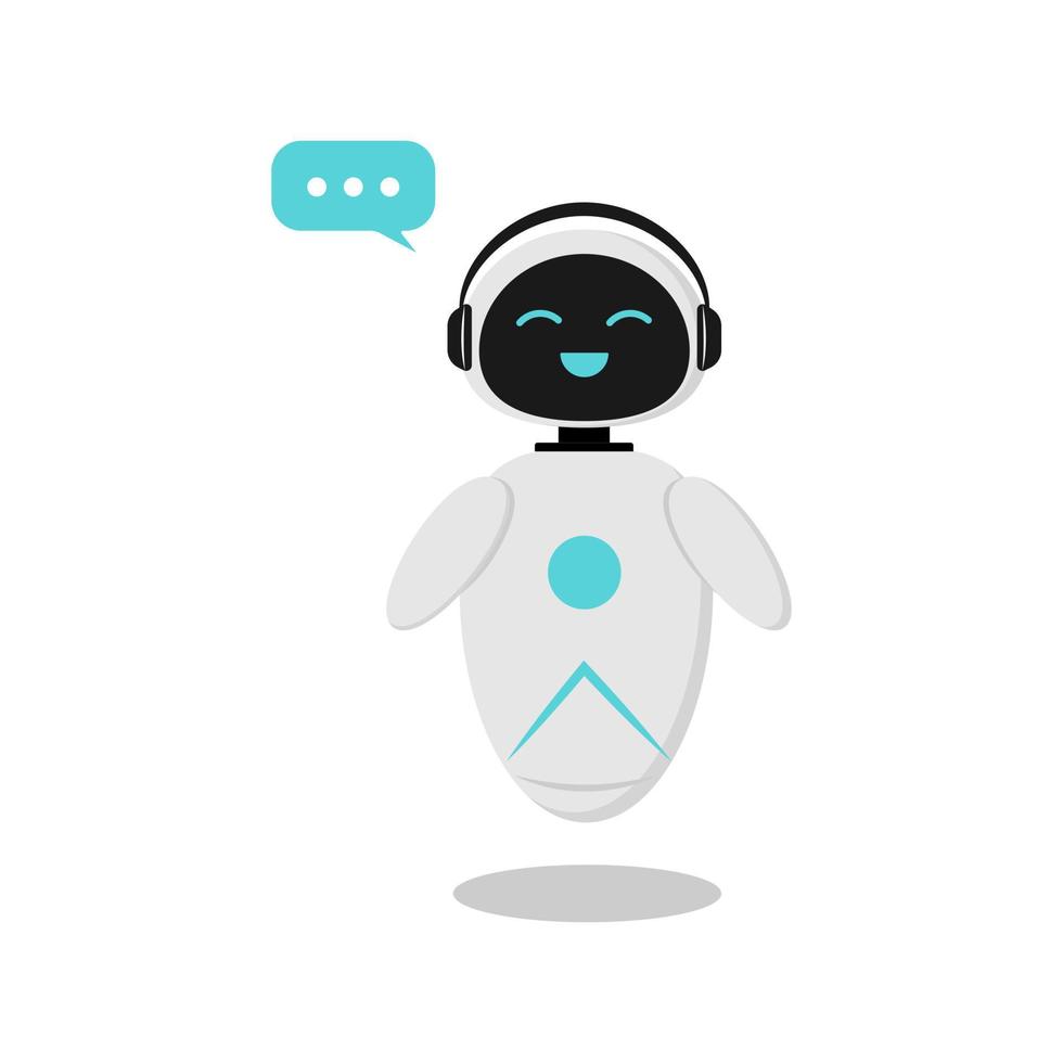 Illustration of a sticker with a happy robot who wants to communicate ...