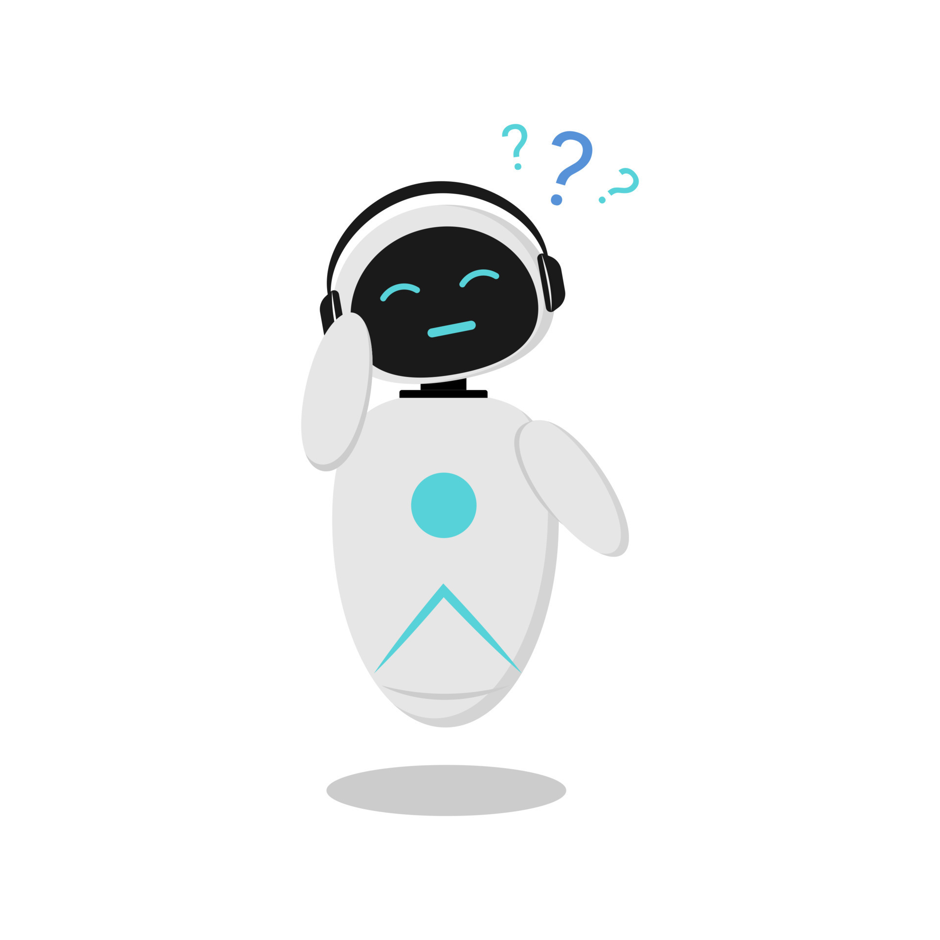 Illustration Of A Sticker With A Thoughtful Robot Who Has A Question A