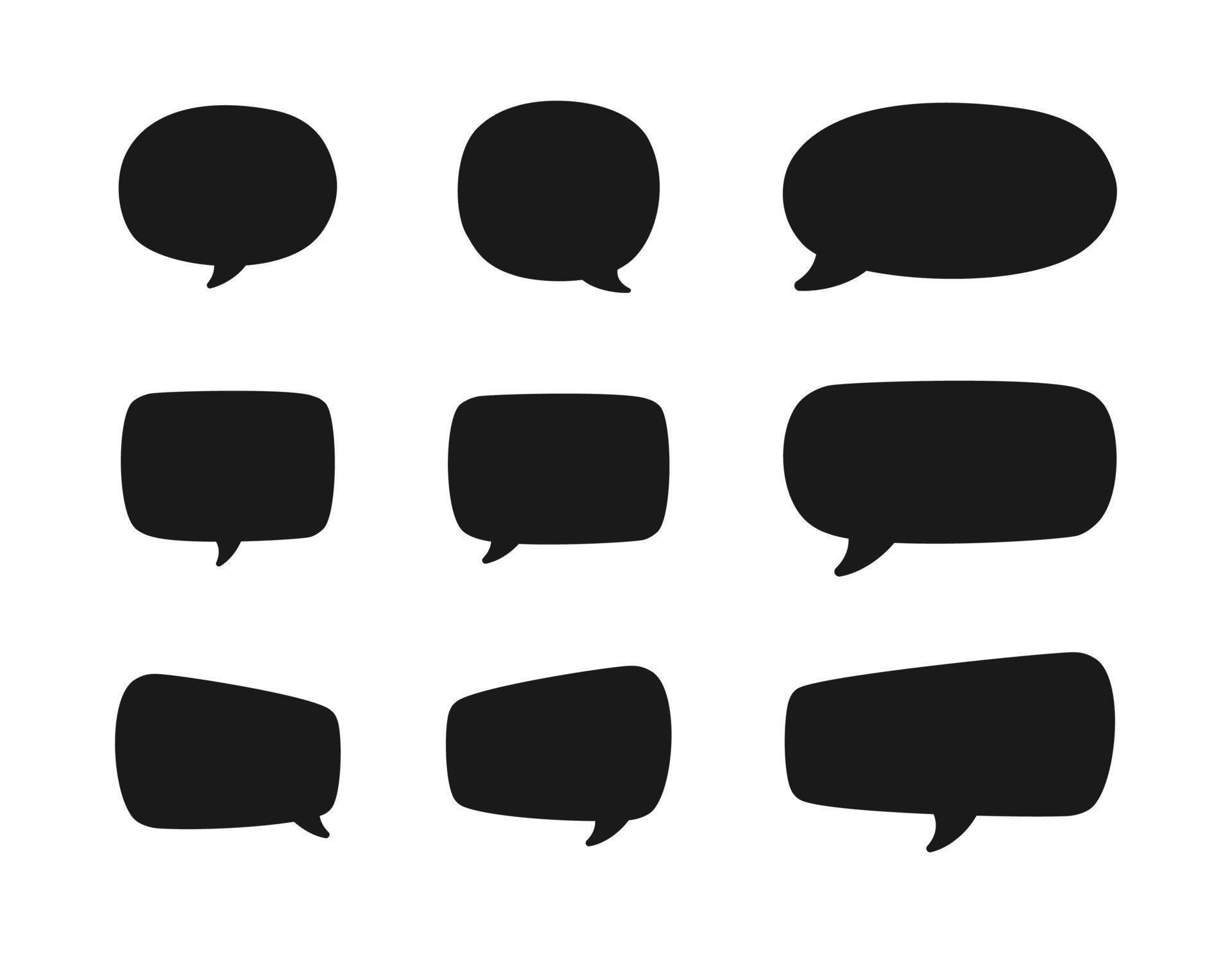 Collection of speech bubble silhouette. Comic speech bubble icons ...