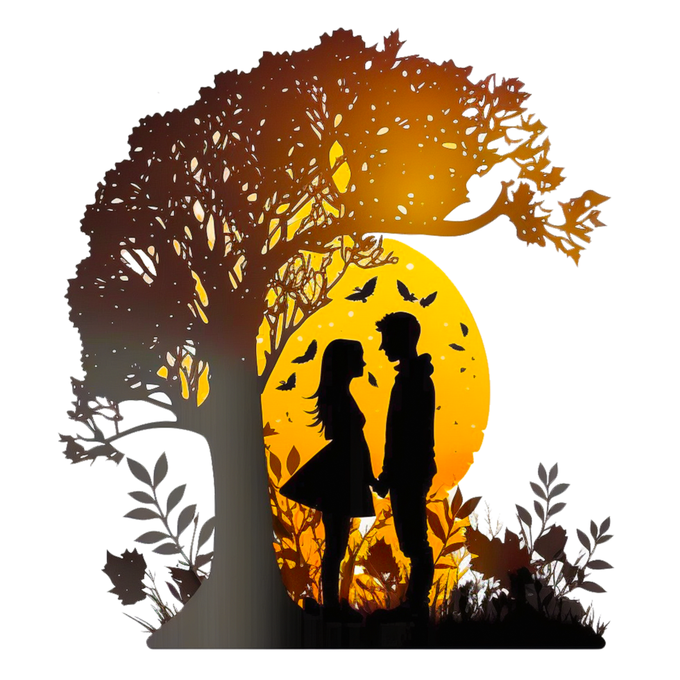 Lovers silhouette in sunset 22983453 PNG