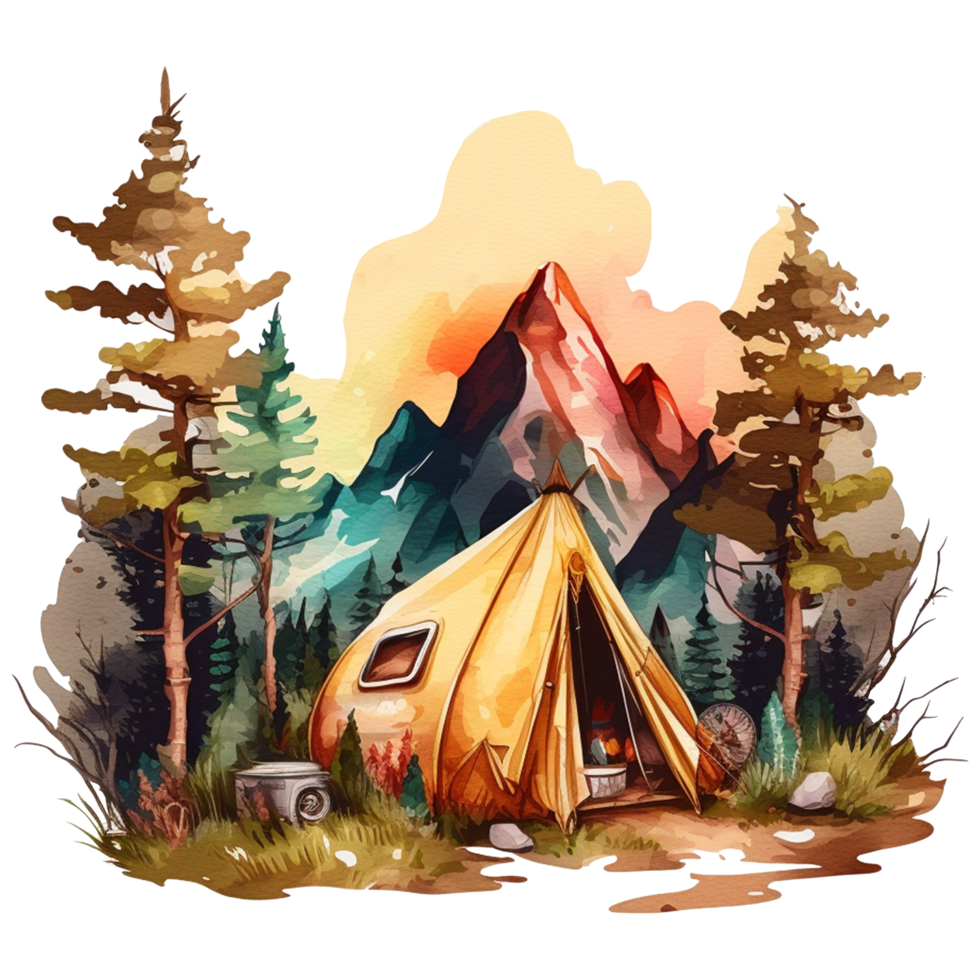 Free Watercolor Camping Clipart watercolor 22989932 PNG with ...