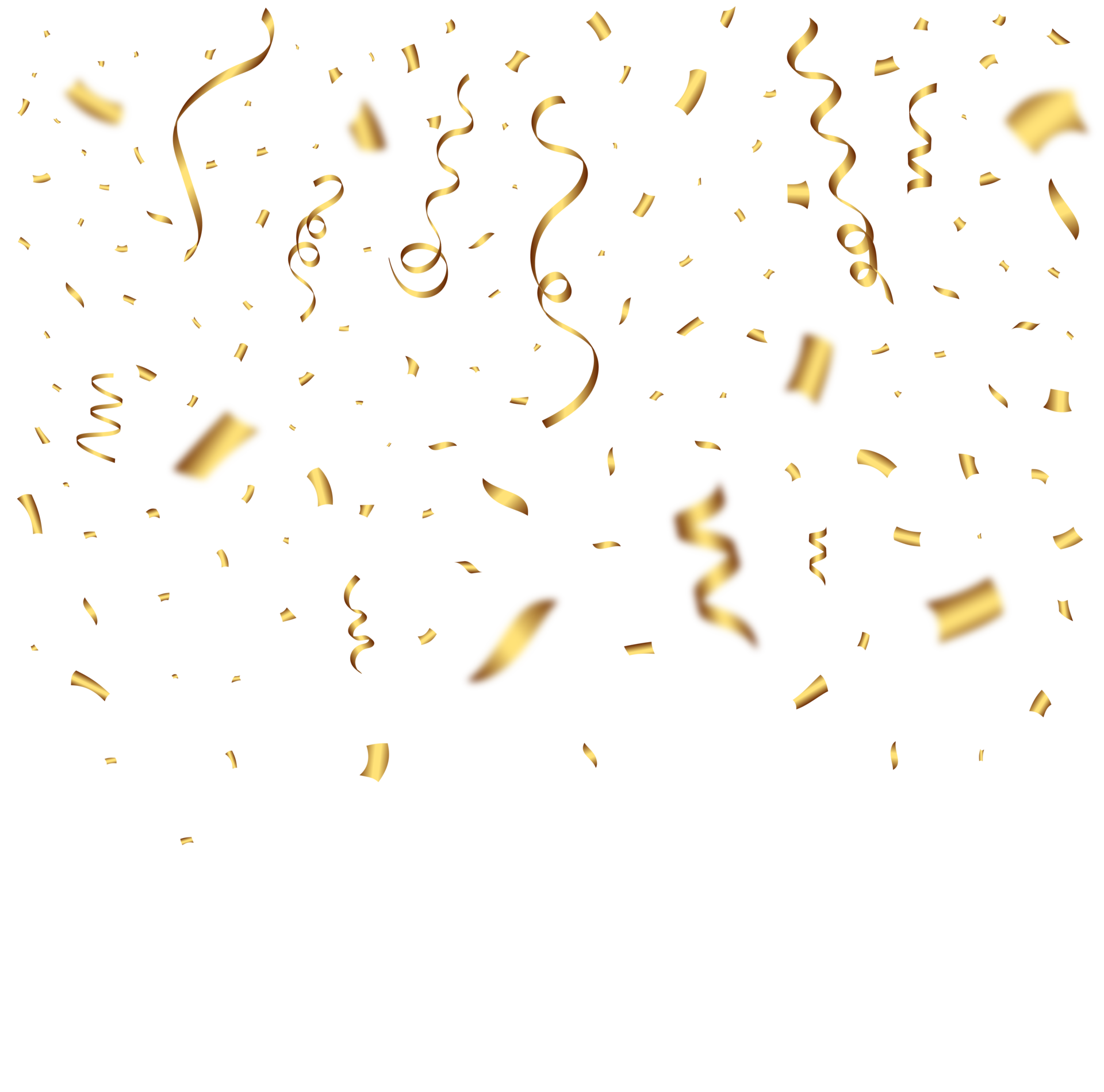 Confetti PNG with golden ribbon for festival background. Confetti and ribbon falling background ...