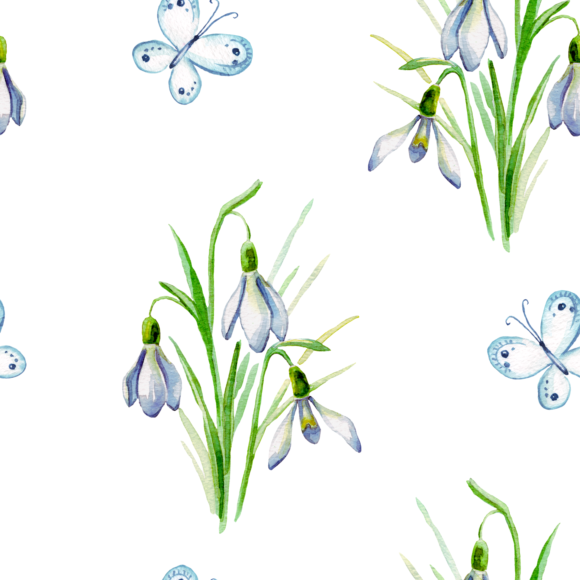 Snowdrop. Watercolor. Seamless pattern 22994599 PNG Snowdrop. Watercolor. Seamless pattern 22994599 PNG
