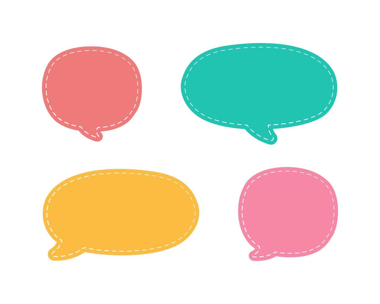 Blank Cute Speech Bubble With Dashed Line Simple Flat Scrapbook