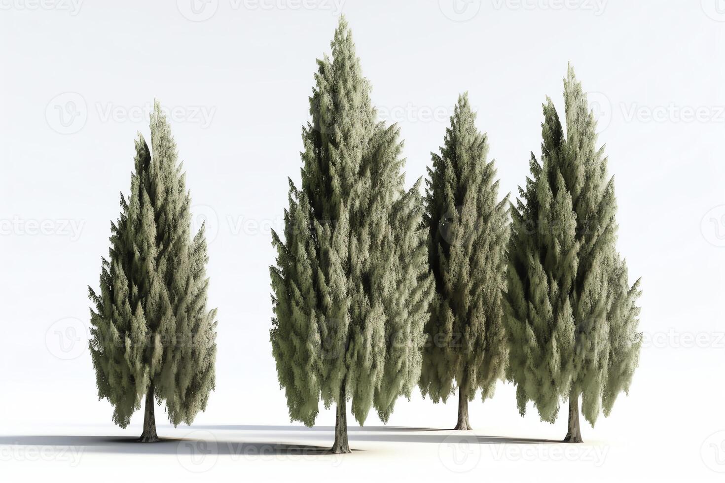 3D cypress trees on white background for architecture visualization ...