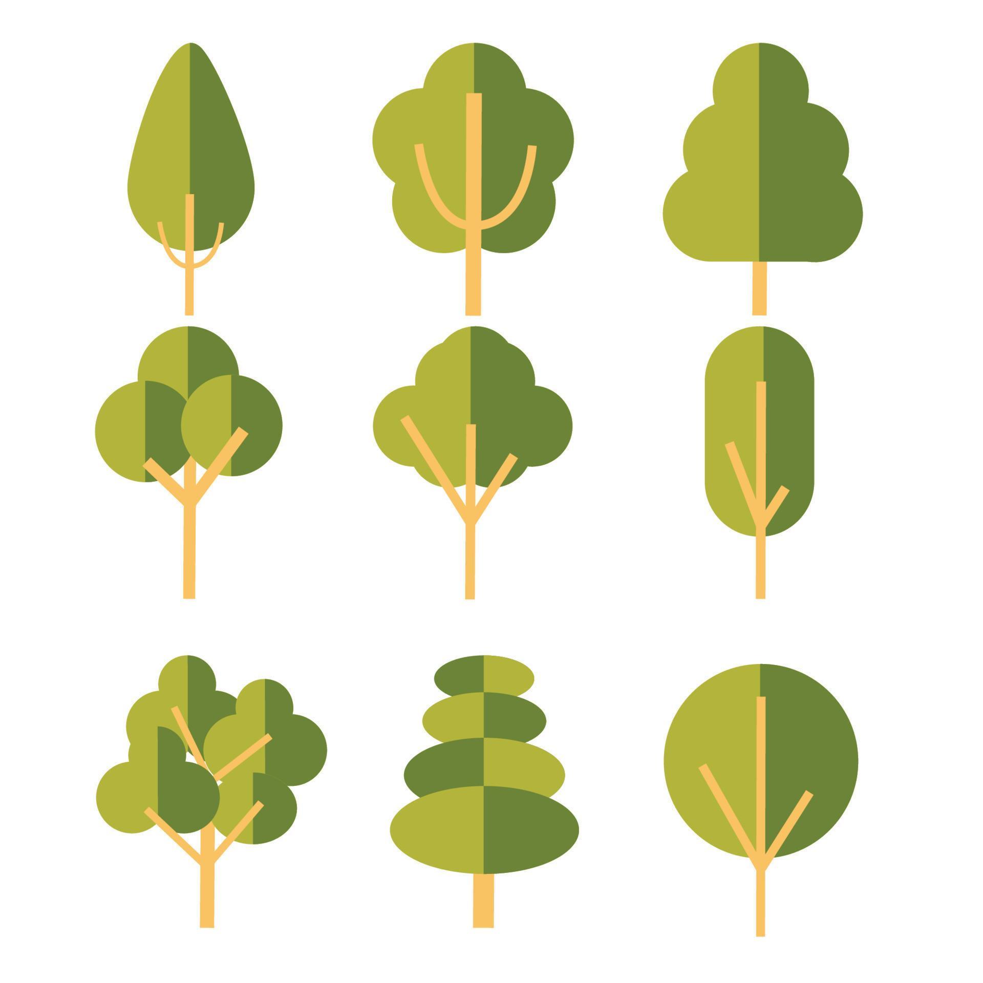 Collection of Simple trees. tree set isolated on white background. vector illustration. Pro ...