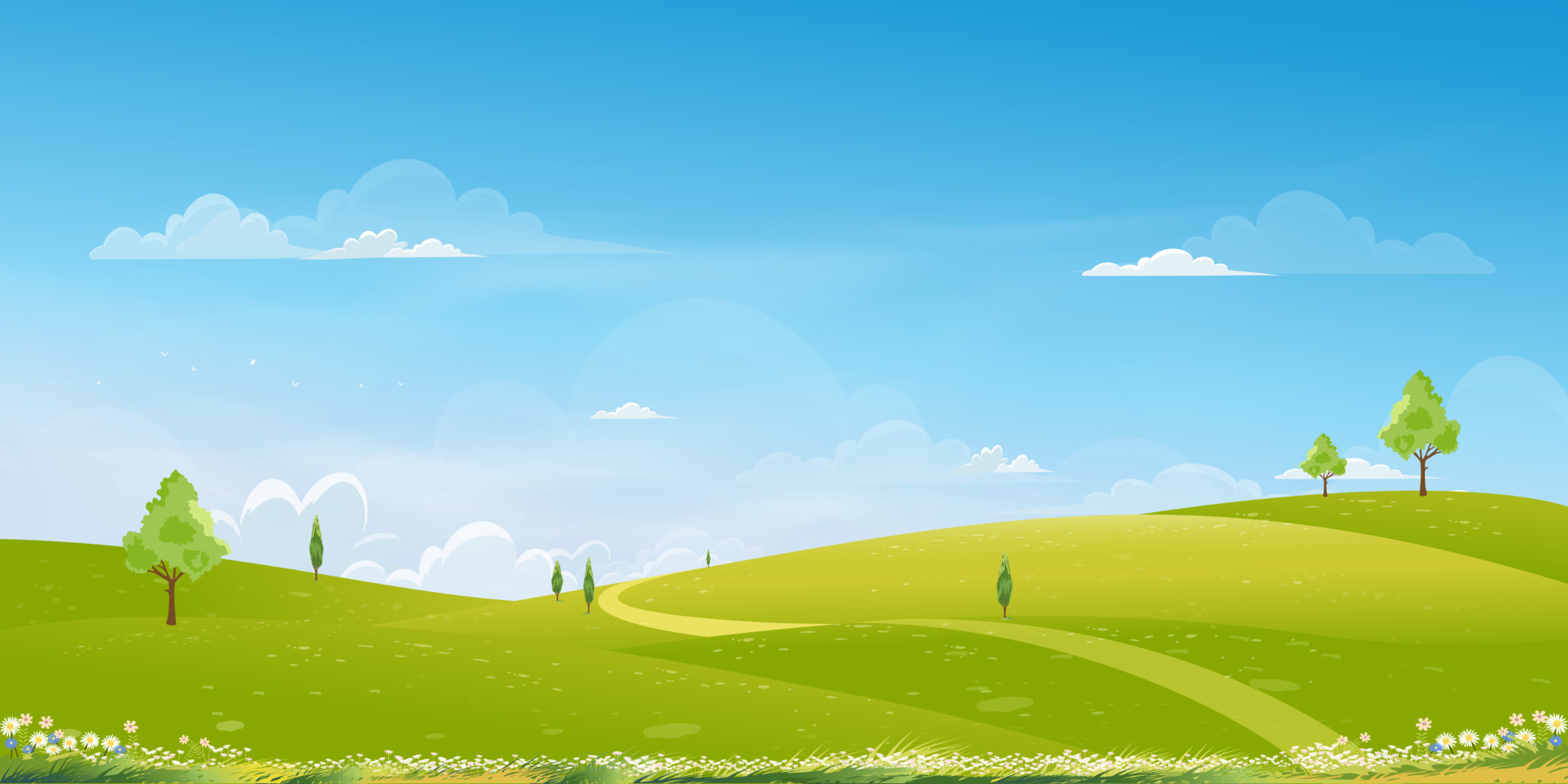 Spring Background with Green Grass Field Landscape with Mountain,Blue ... Spring Background with Green Grass Field Landscape with Mountain,Blue ...
