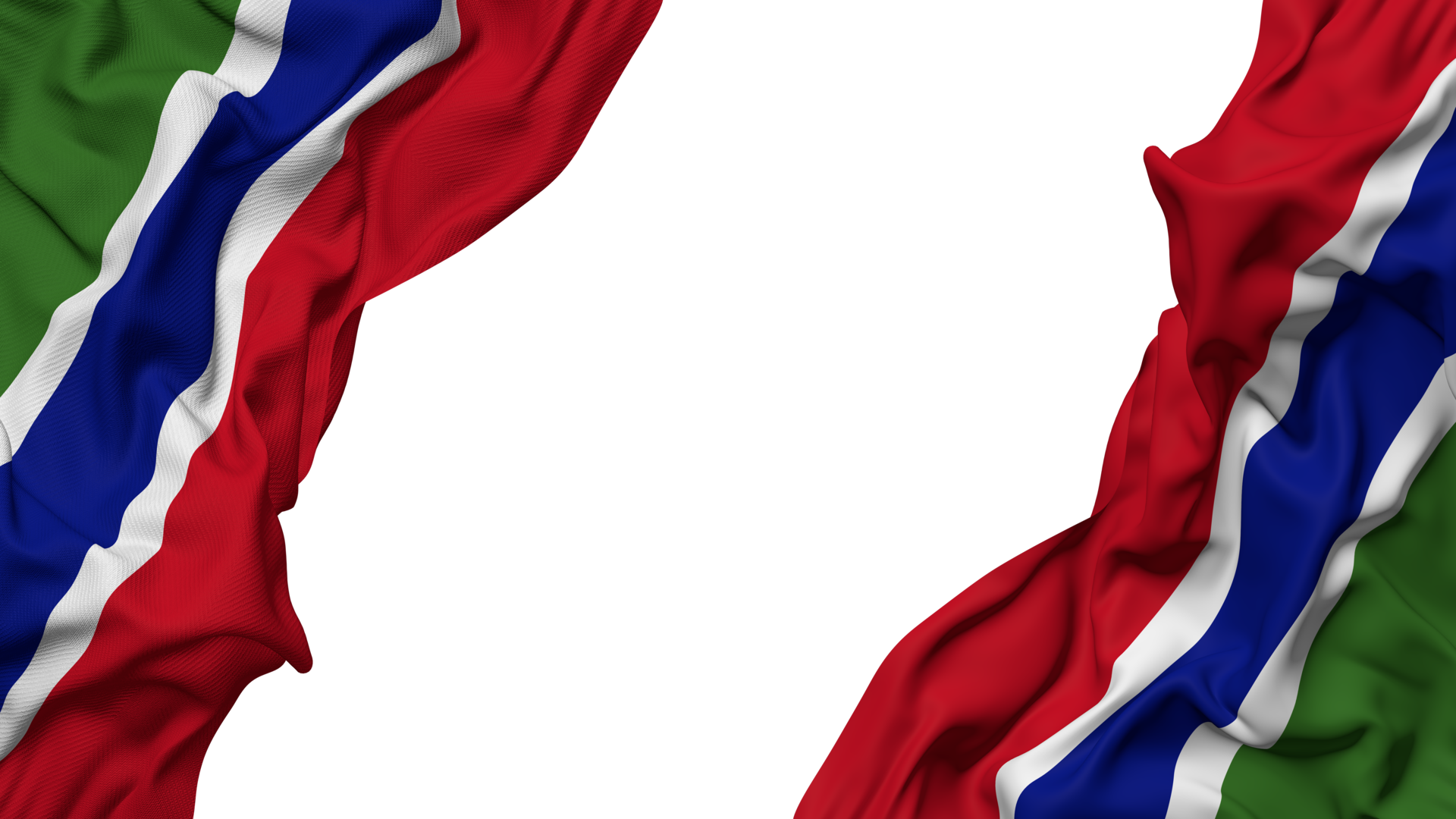 Free Gambia Flag Cloth Wave Banner In The Corner With Bump And Plain