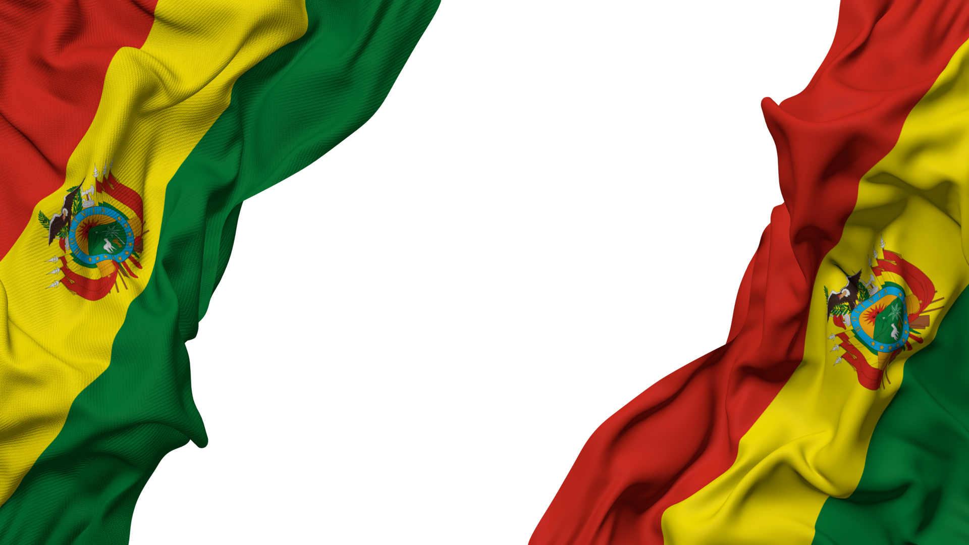 Bolivia Flag Cloth Wave Banner In The Corner With Bump And Plain Texture Isolated 3d Rendering