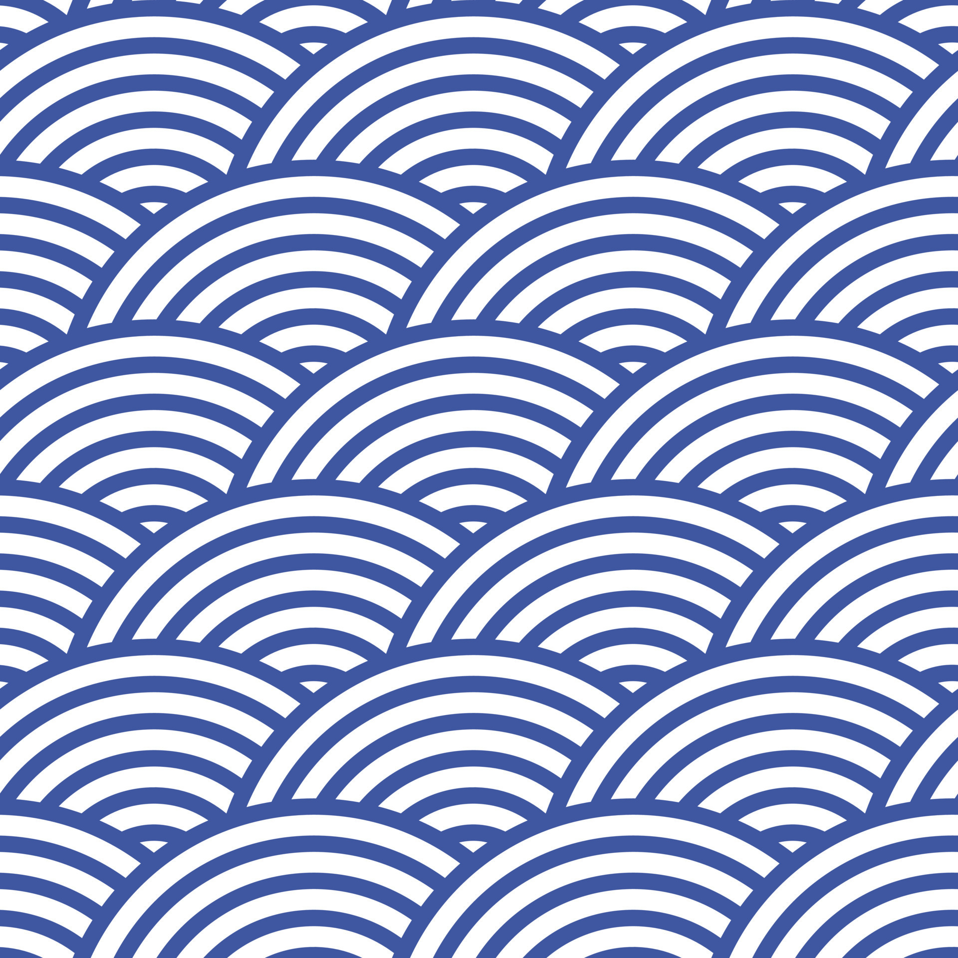 Abstract seamless pattern in eastern asian style. Japanese wave blue ornament on white ...