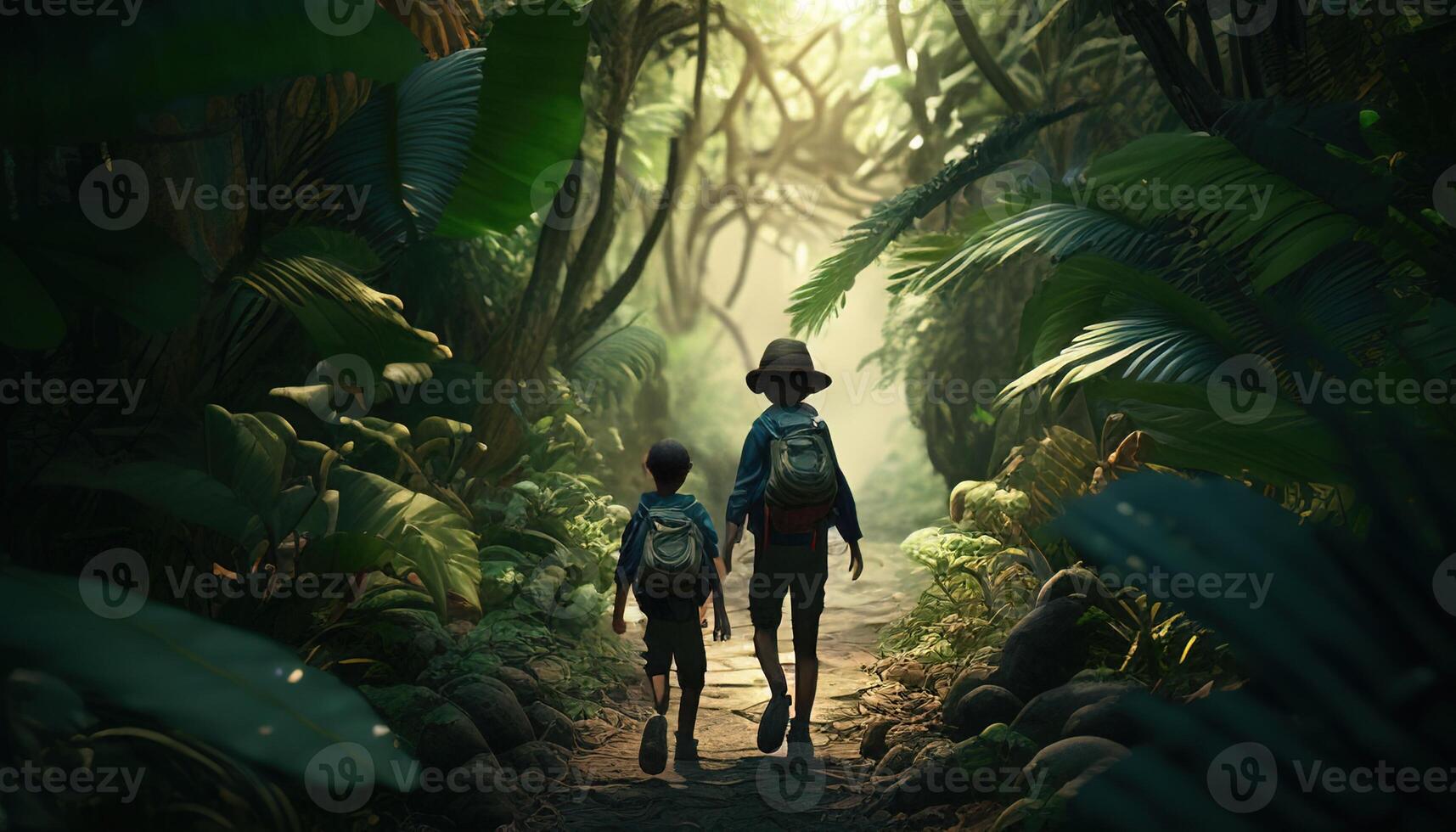 childrens exploring jungle, digital art illustration, 23005391 Stock ... childrens exploring jungle, digital art illustration, 23005391 Stock ...