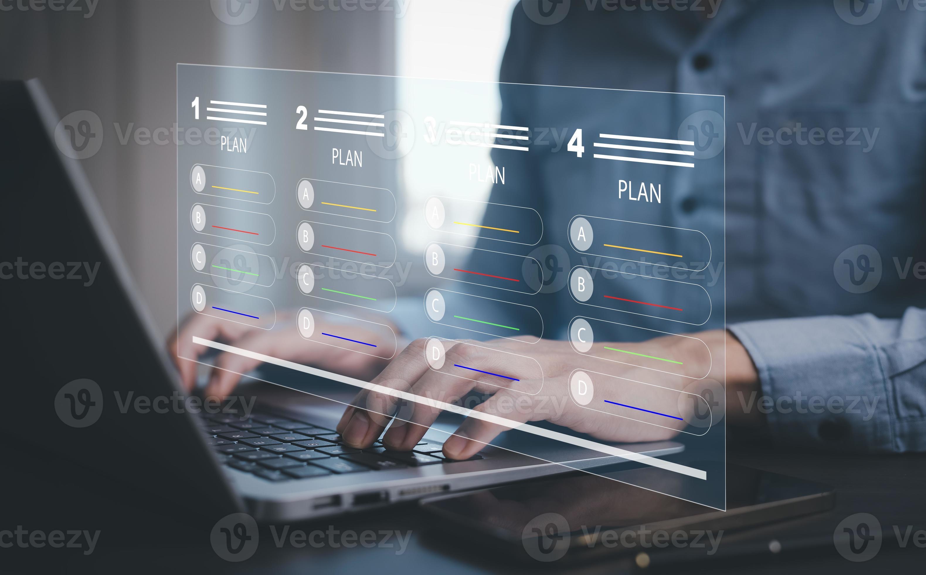 checklist and clipboard task documentation management, business people working laptop checklist ...