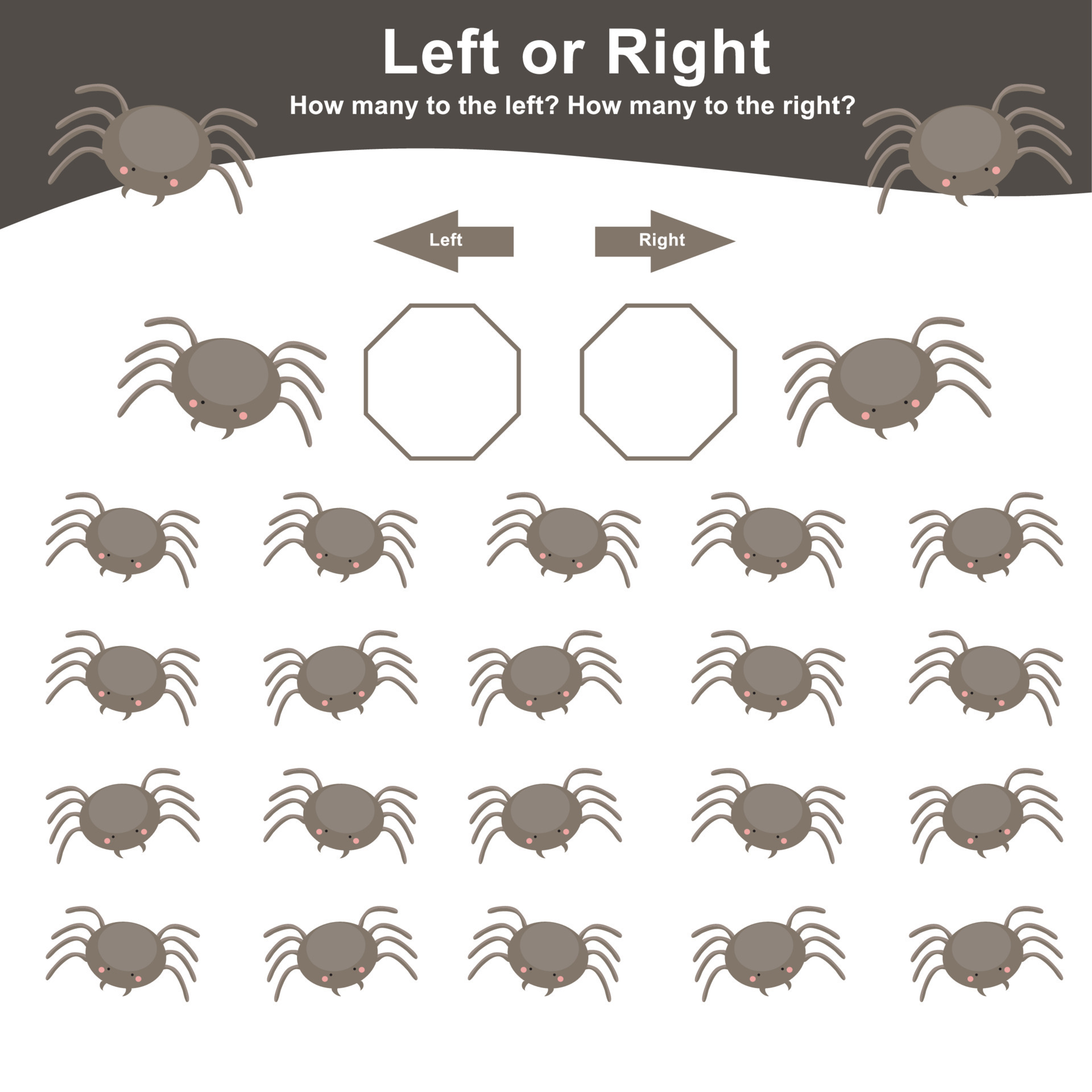 Left or Right Game worksheet. Mathematic worksheet. Count and write ...