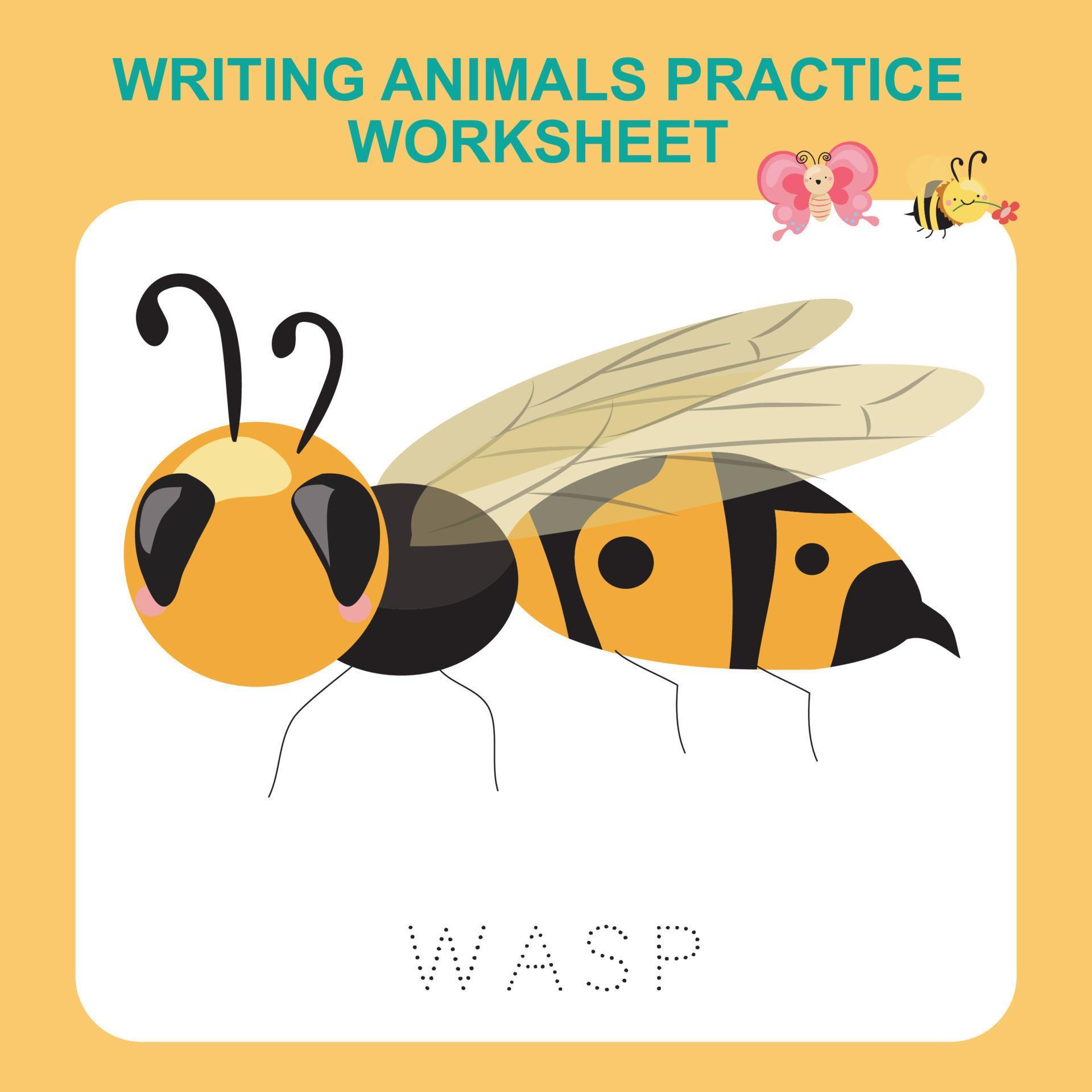 Illustration of writing insect practice worksheet. Educational ...