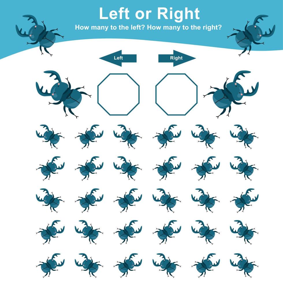 Left or Right Game worksheet. Mathematic worksheet. Count and write ...