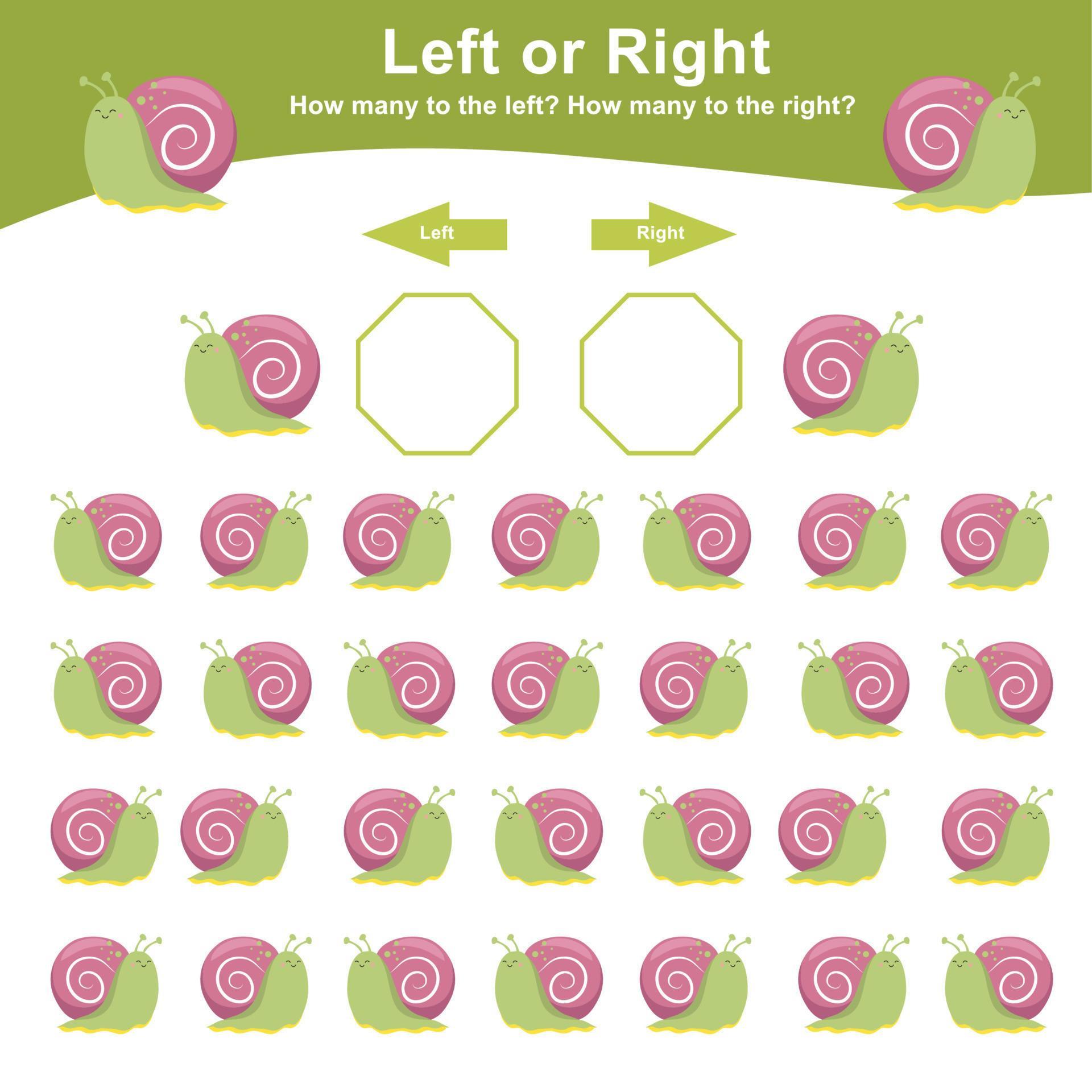 Left or Right Game worksheet. Mathematic worksheet. Count and write ...