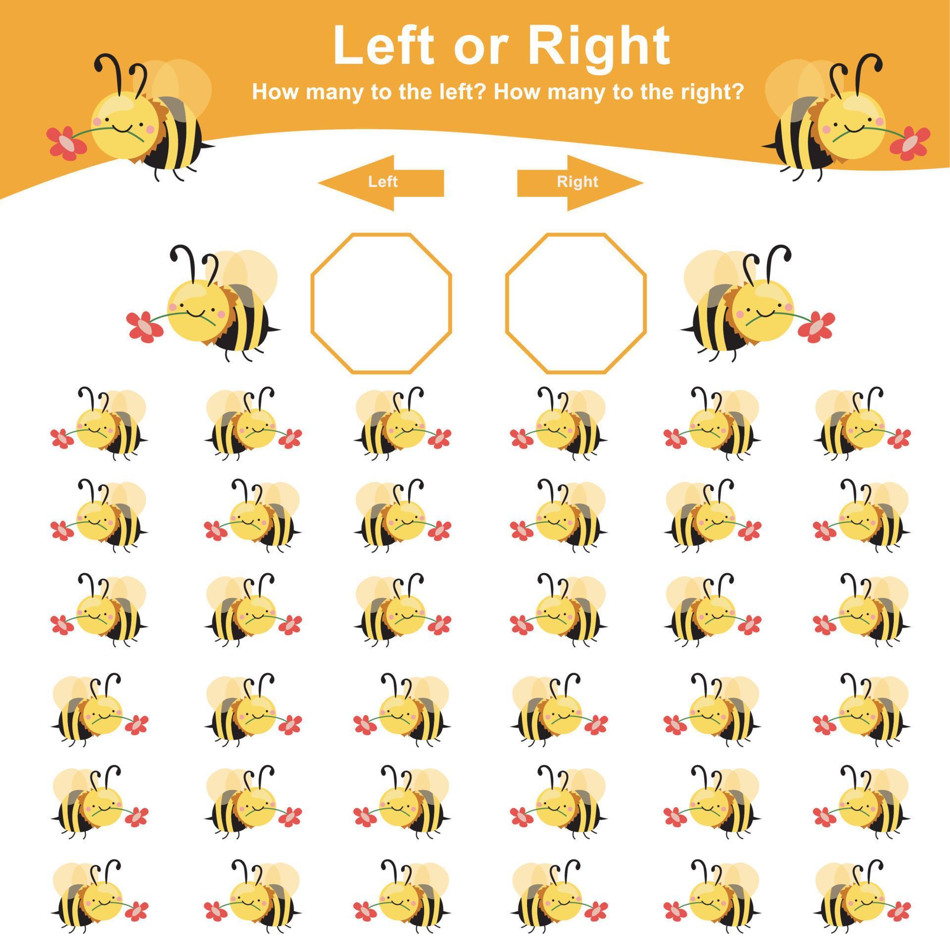 Left or Right Game worksheet. Mathematic worksheet. Count and write ...