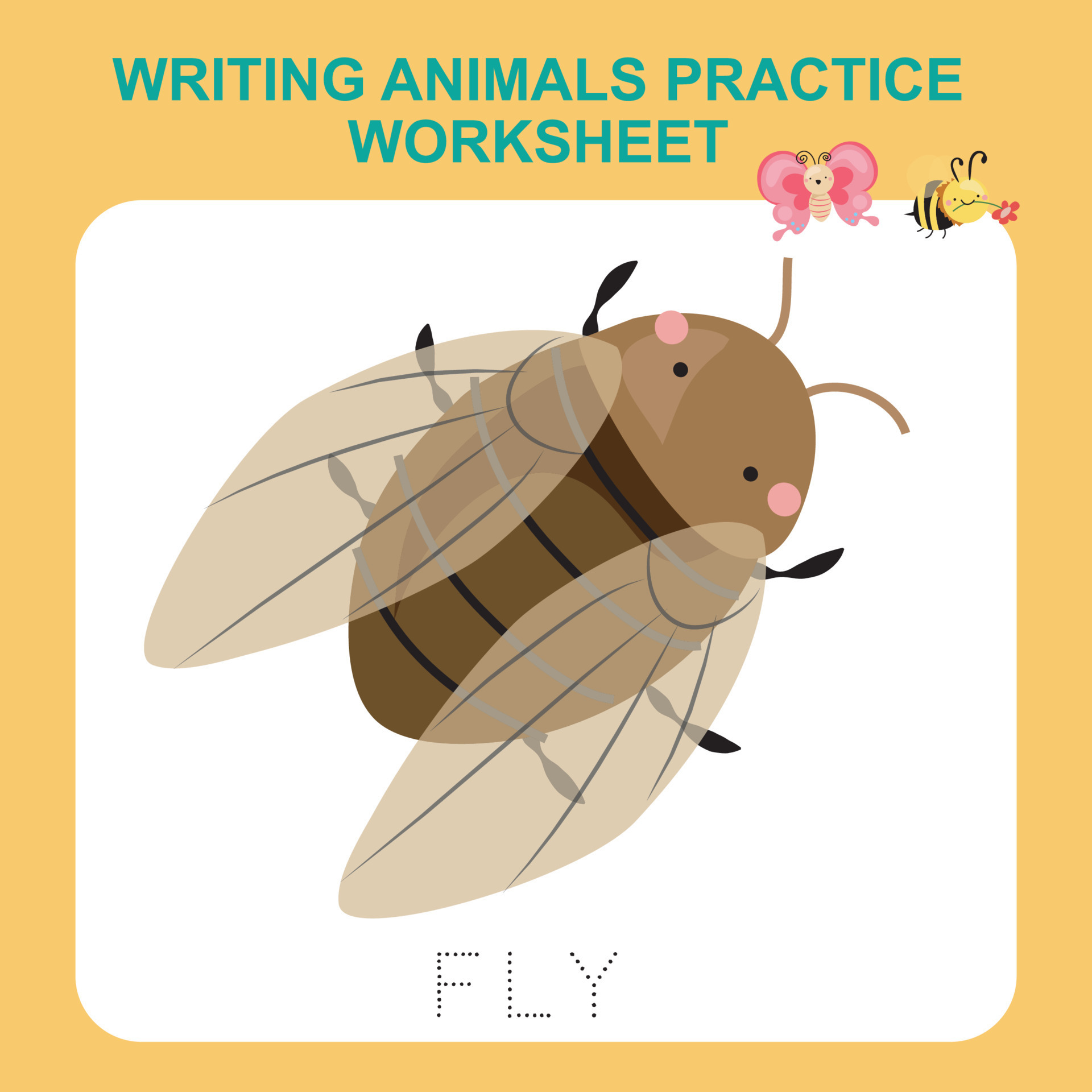Illustration of writing insect practice worksheet. Educational ...
