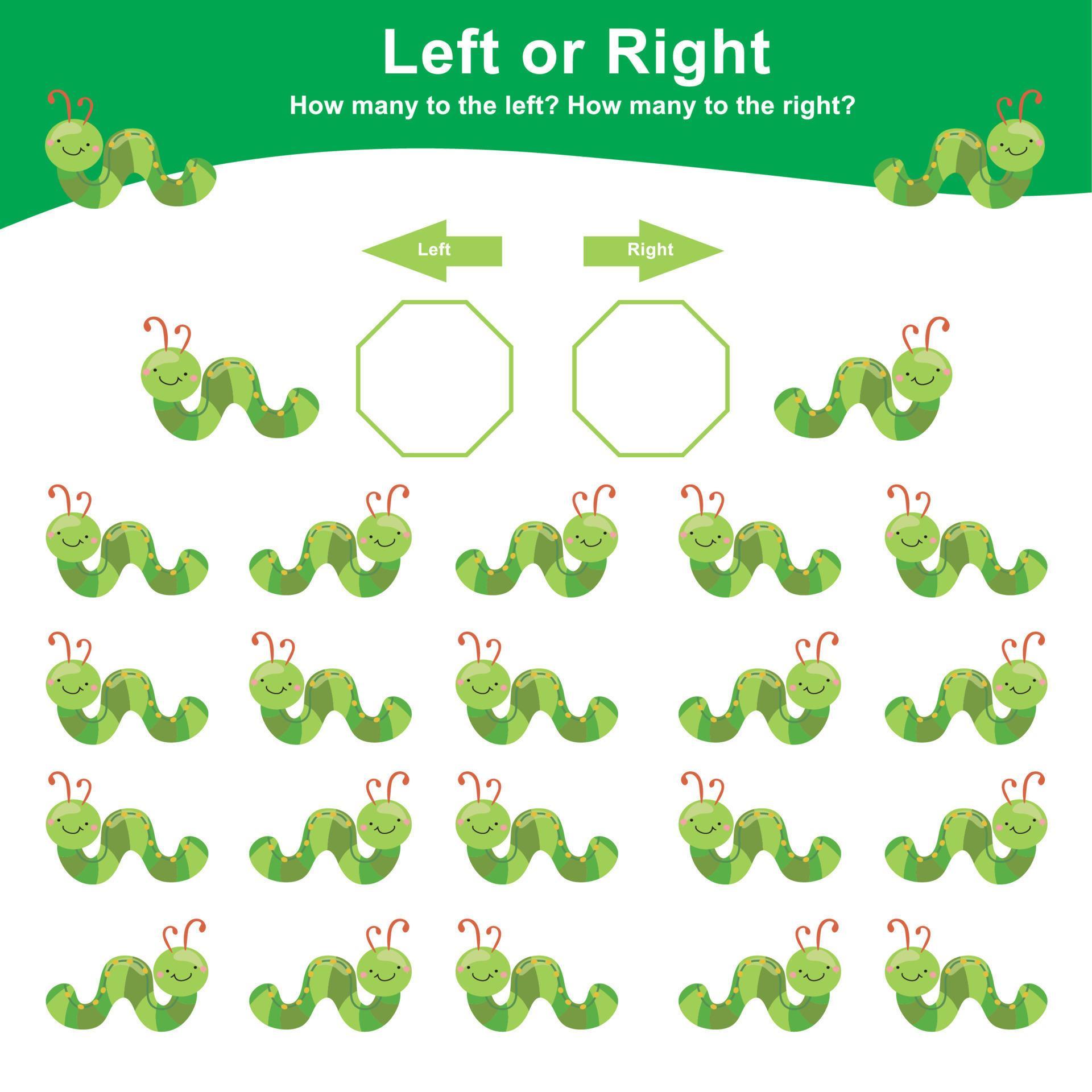 Left or Right Game worksheet. Mathematic worksheet. Count and write ...