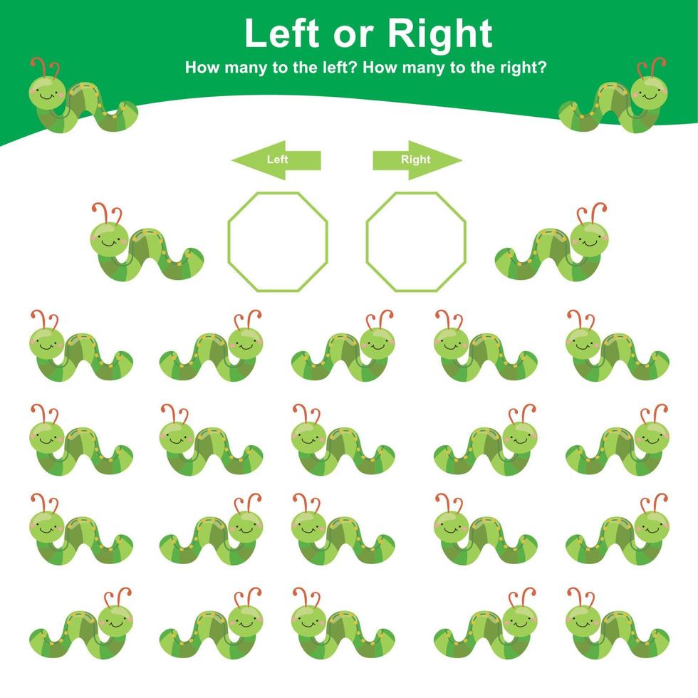 Left or Right Game worksheet. Mathematic worksheet. Count and write ...