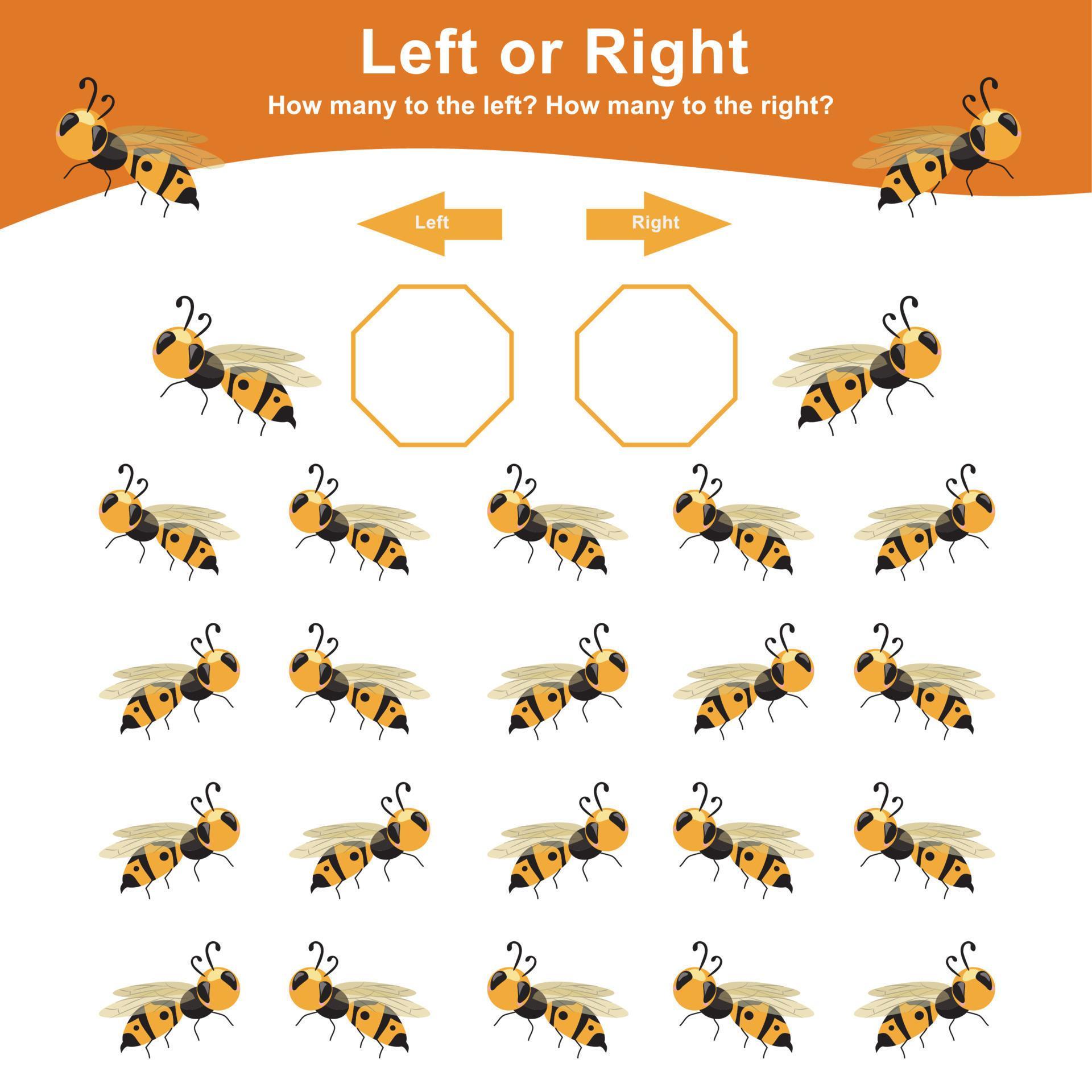 Left or Right Game worksheet. Mathematic worksheet. Count and write ...