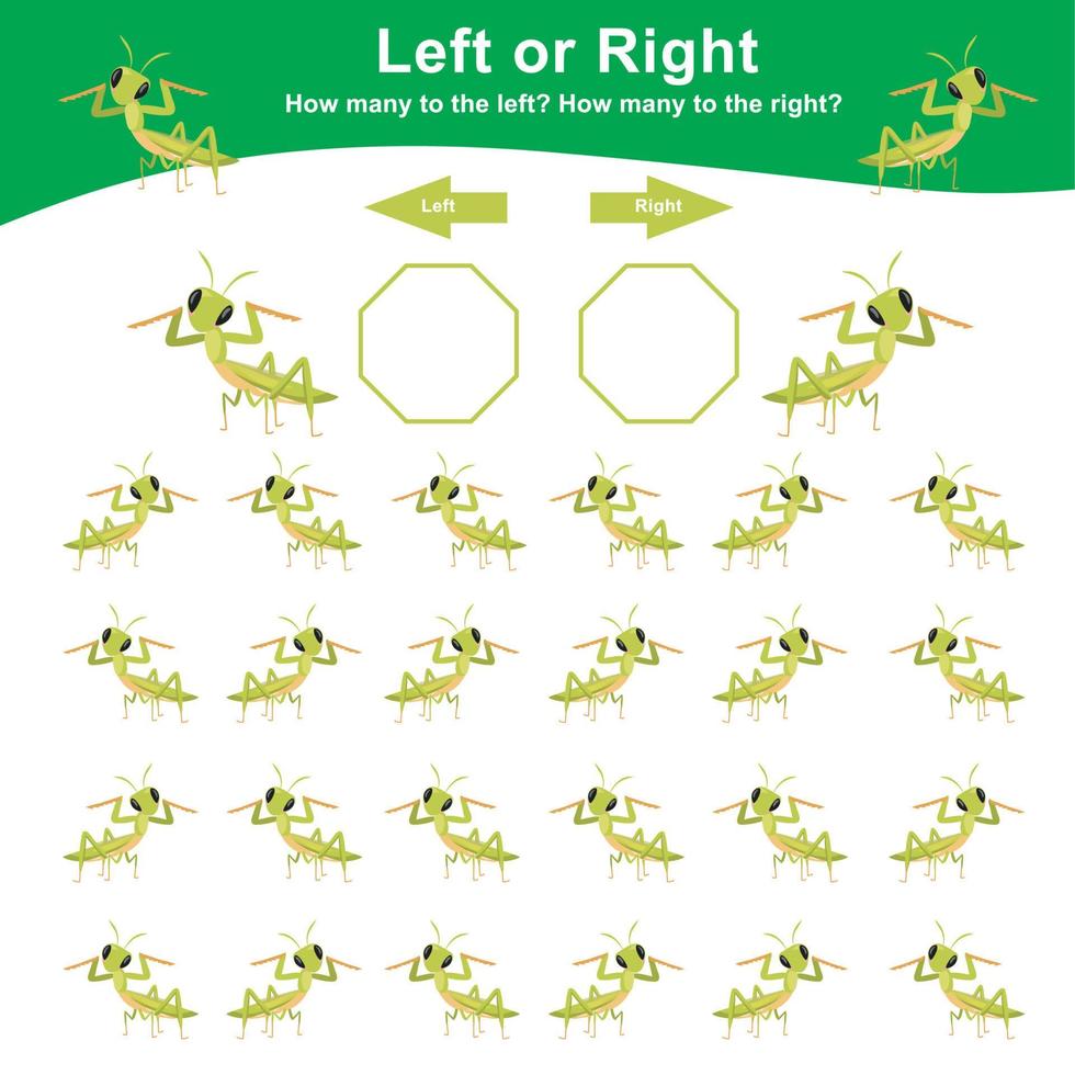 Left or Right Game worksheet. Mathematic worksheet. Count and write ...