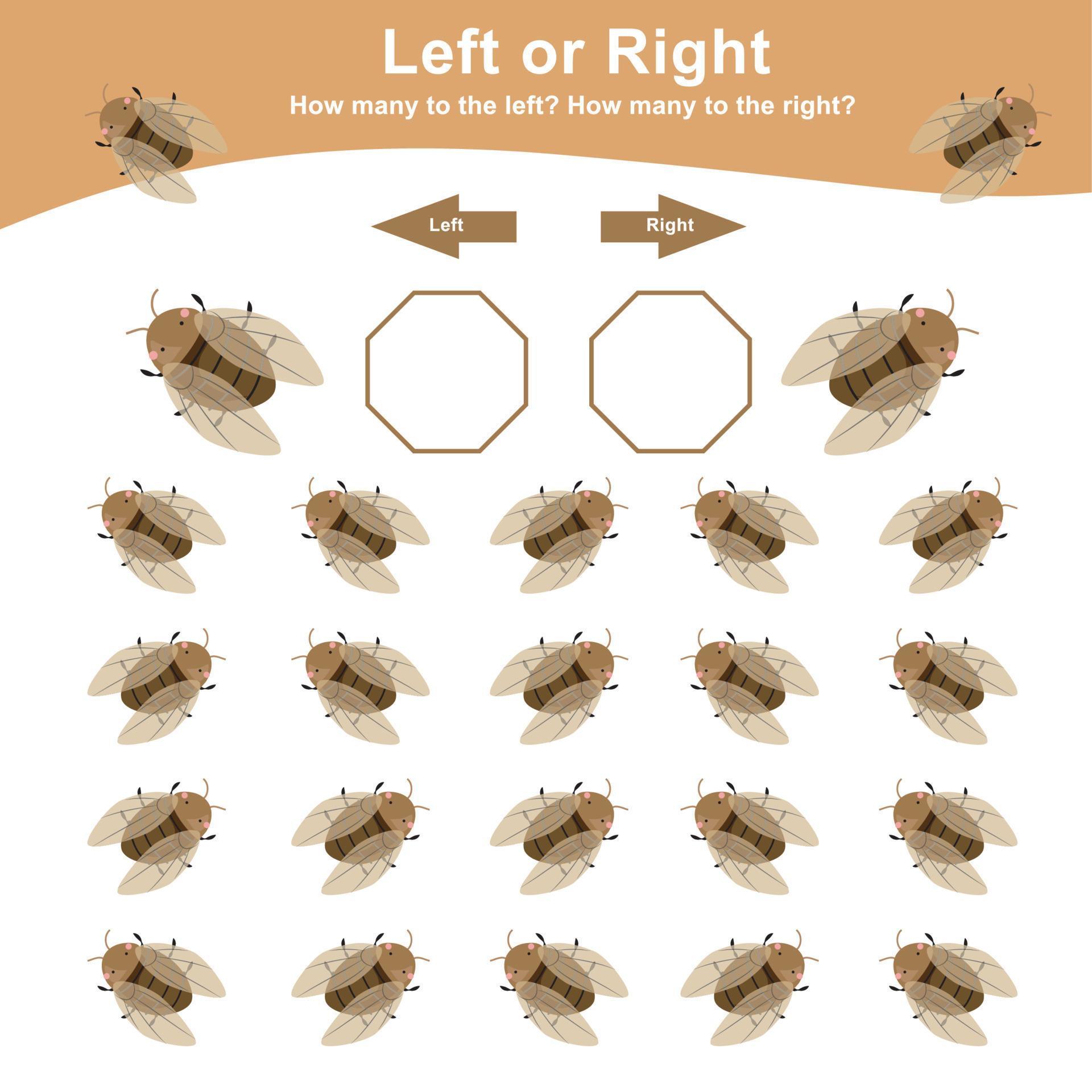 Left or Right Game worksheet. Mathematic worksheet. Count and write ...