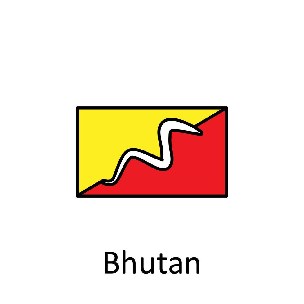 National flag of Bhutan in simple colors with name vector icon ...