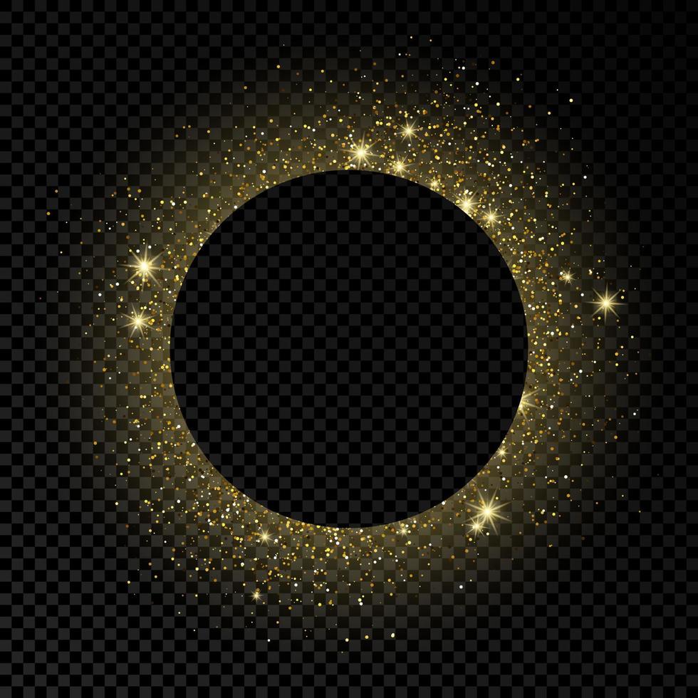 Golden circle frame with glitter, sparkles and flares on dark 23018840 Vector Art at Vecteezy