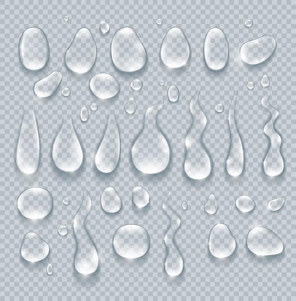Pure clear water drops realistic isolated set. Vector illustration 23023189 Vector Art at Vecteezy