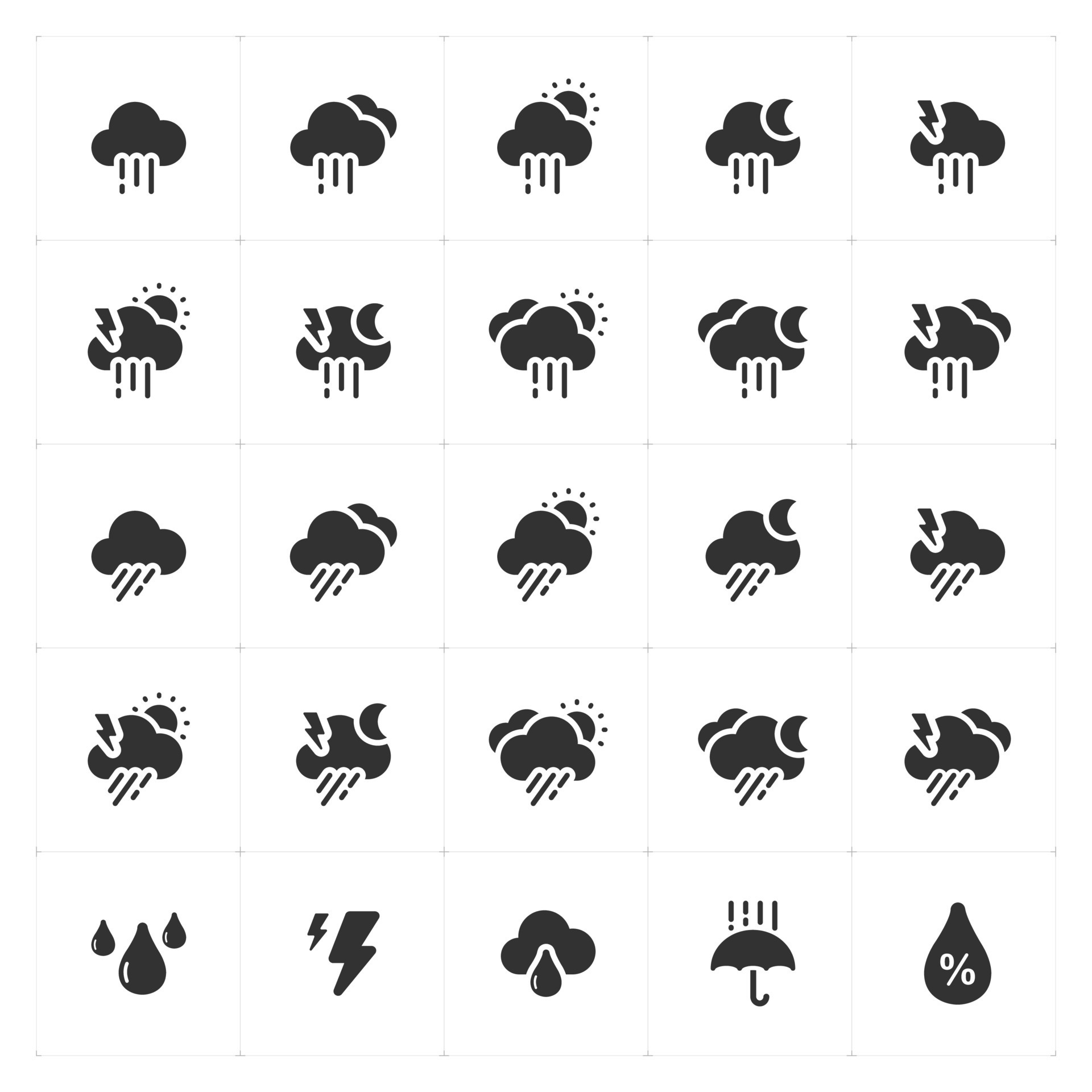 Icon set - weather and forecast 23031730 Vector Art at Vecteezy