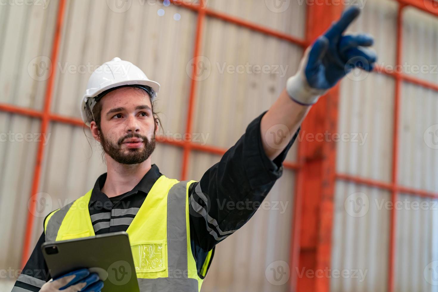 Architect Foreman Working At Construction Or Architecture Site