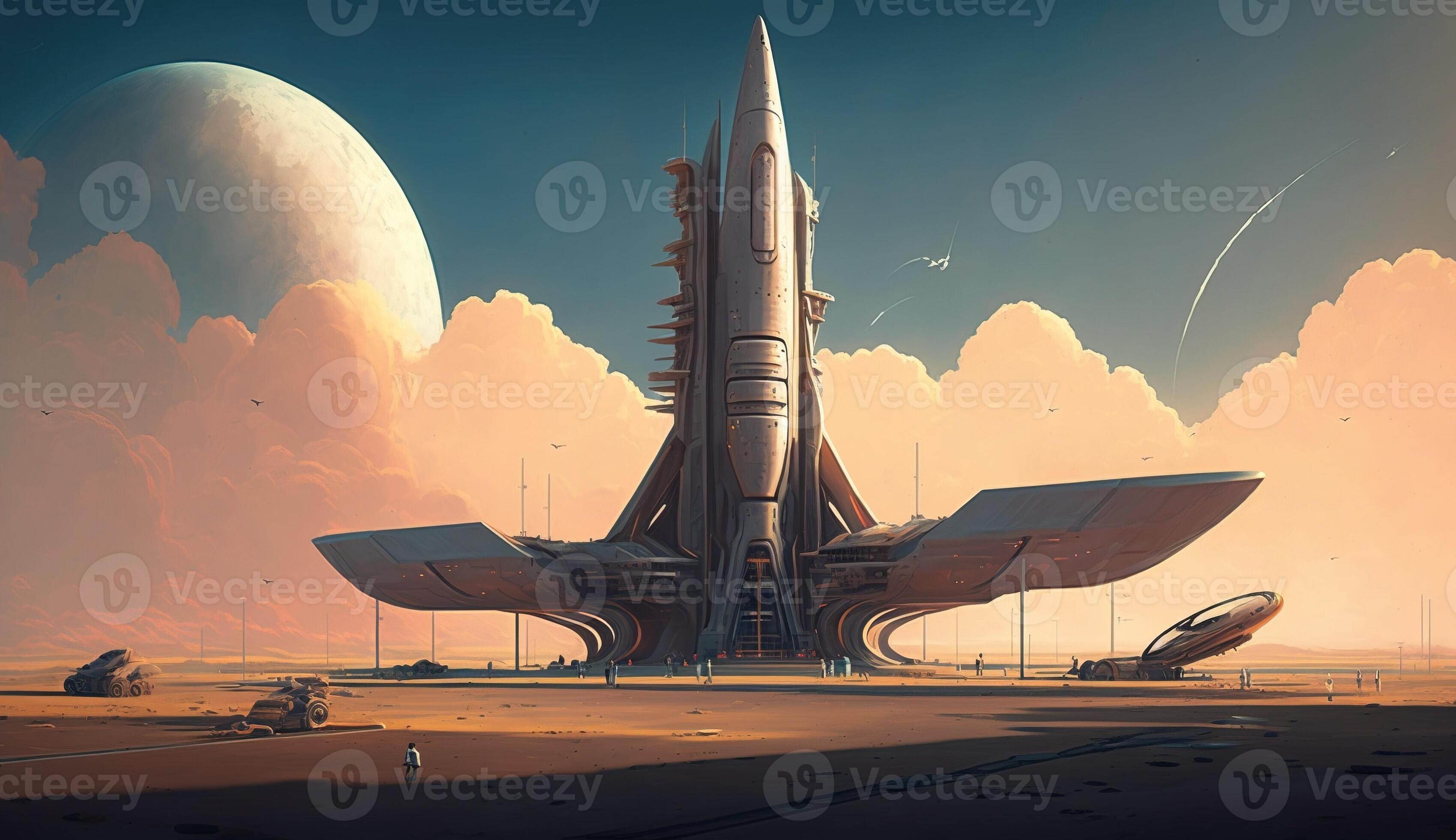 Future space port, futuristic abstract technology concept. . 23035786 Stock Photo at Vecteezy