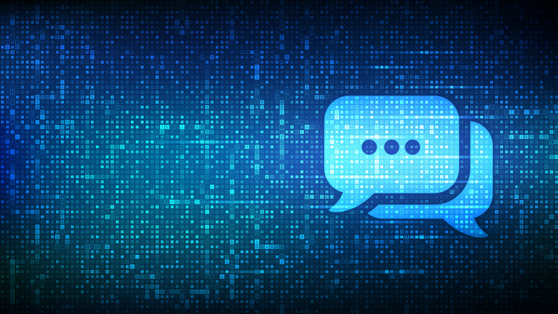Chat icon made with binary code. Chatbot assistant application. Talk bubble speech. Dialogue ...