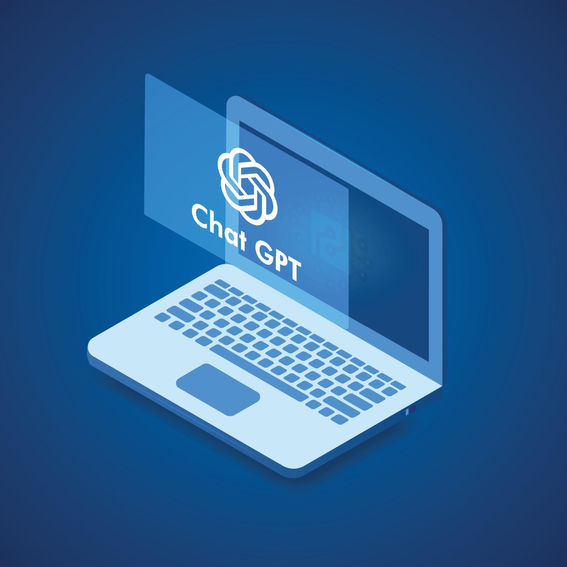 Chat GPT conversation method illustrations in laptop. Artificial ...