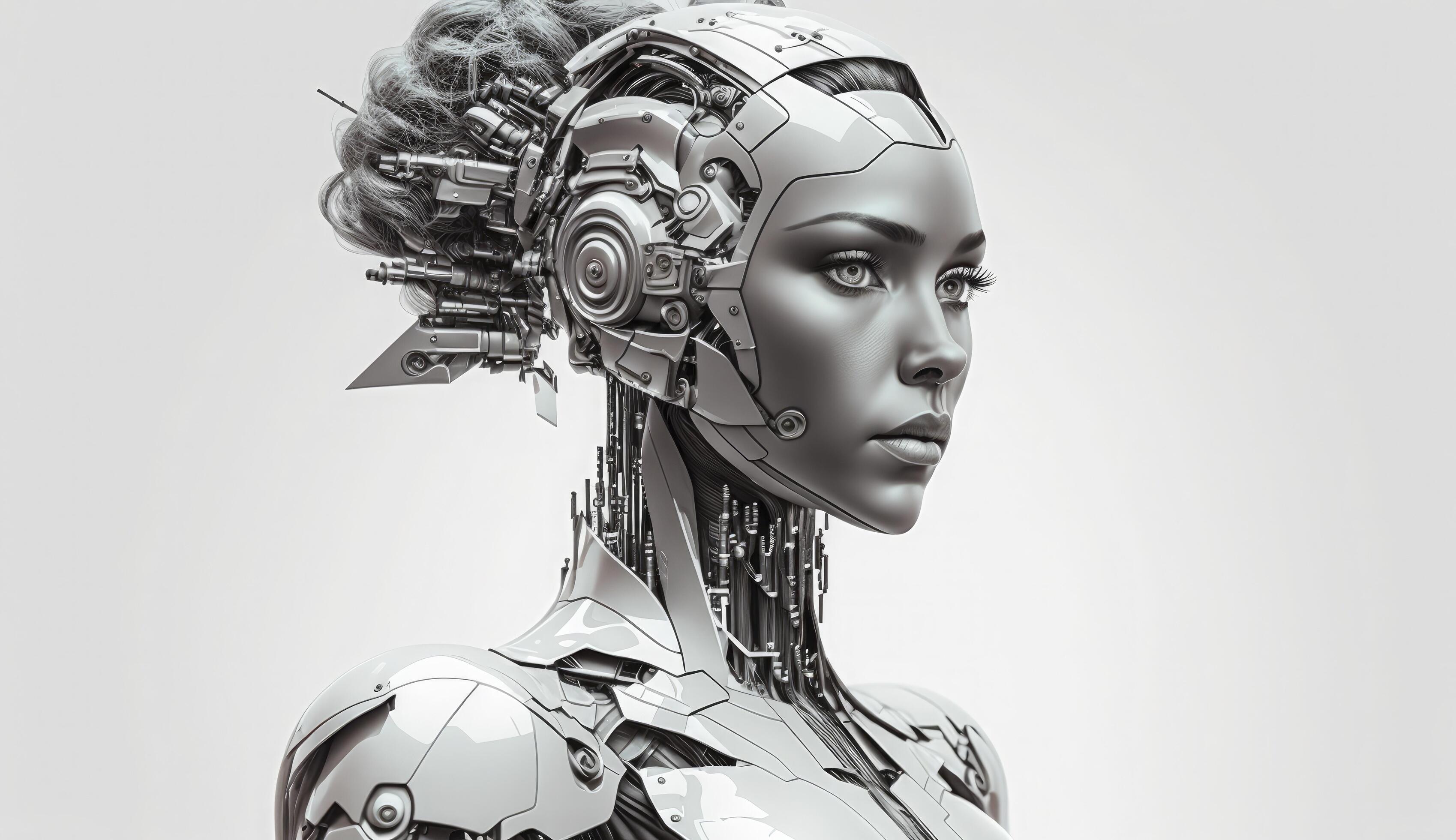 3d rendering humanoid robot thinking on white background, generate ai 23042188 Stock Photo at ...