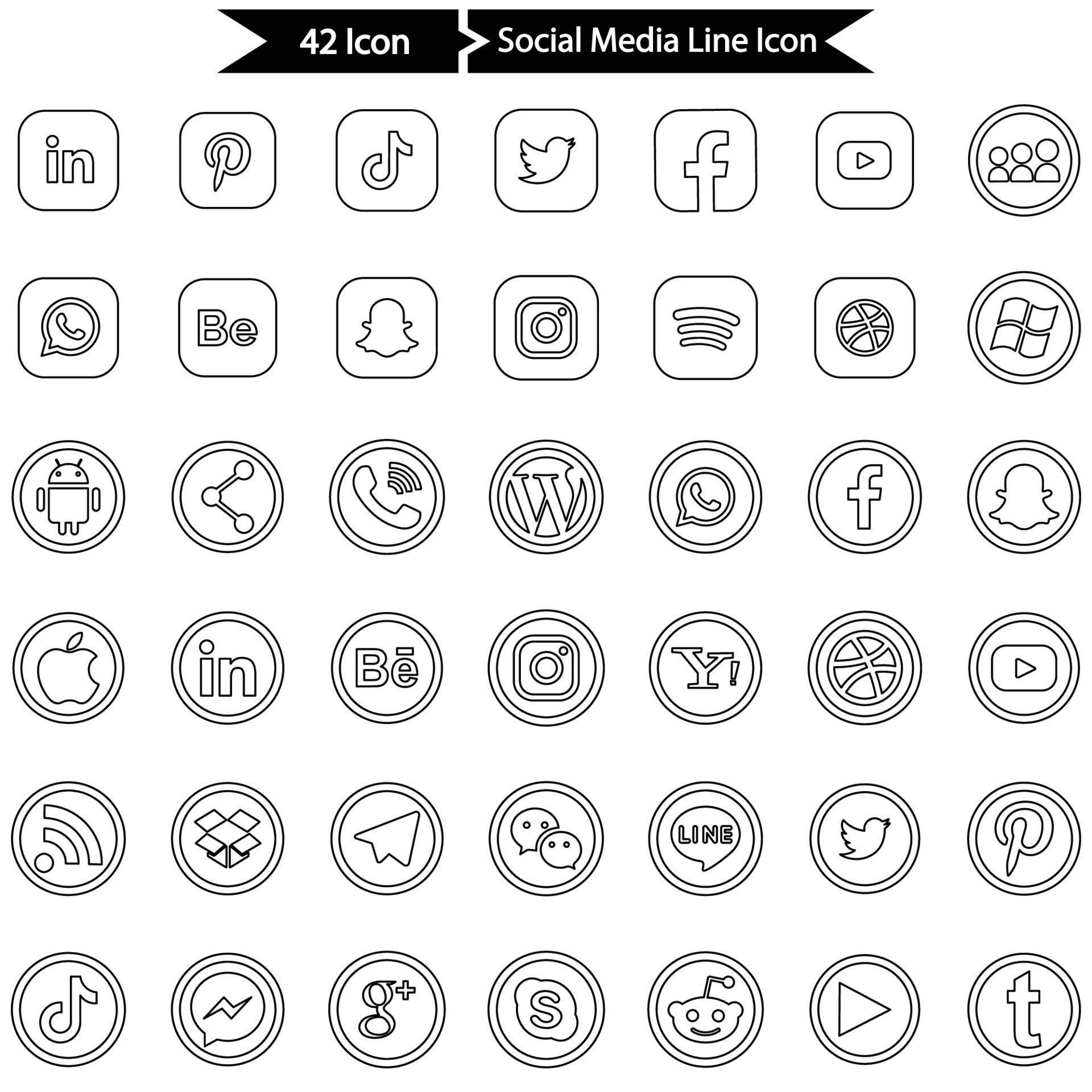 Social Media Line Icons Set 23050204 Vector Art at Vecteezy