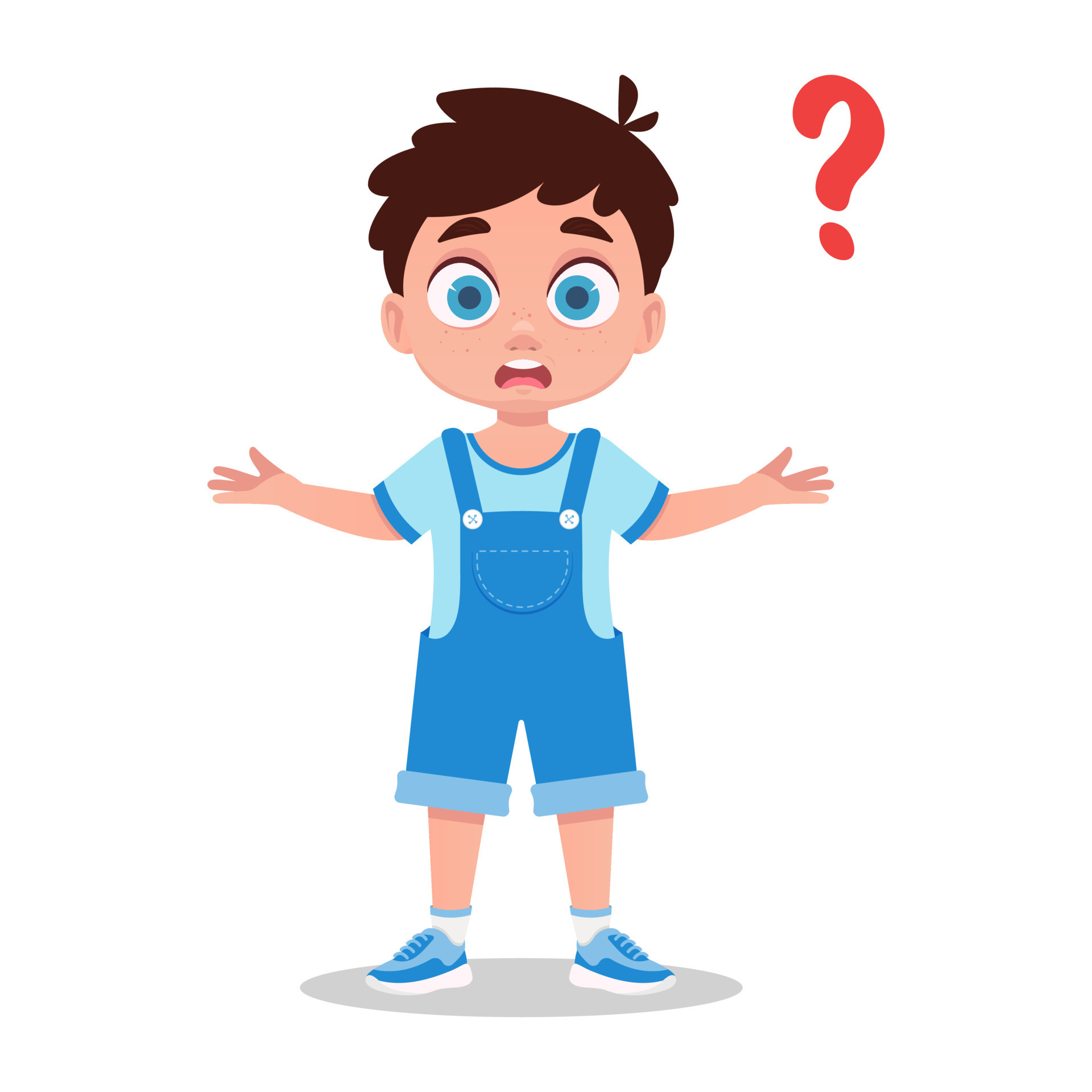 Cute child asks a question, doesn't know the answer. Vector ... Cute child asks a question, doesn't know the answer. Vector ...