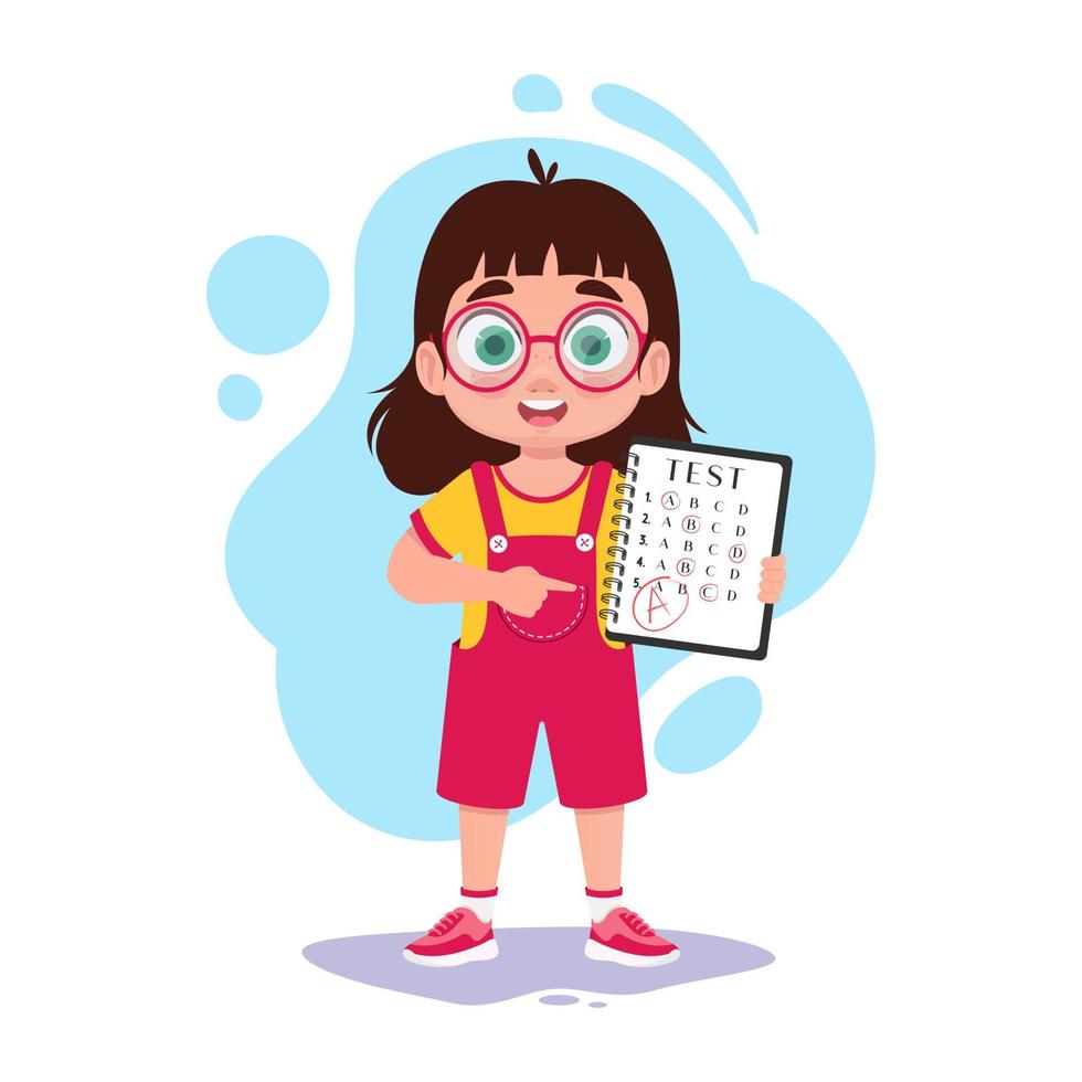 Cute Little Girl Feels Happy Because She Got A Good Grade In The Exam
