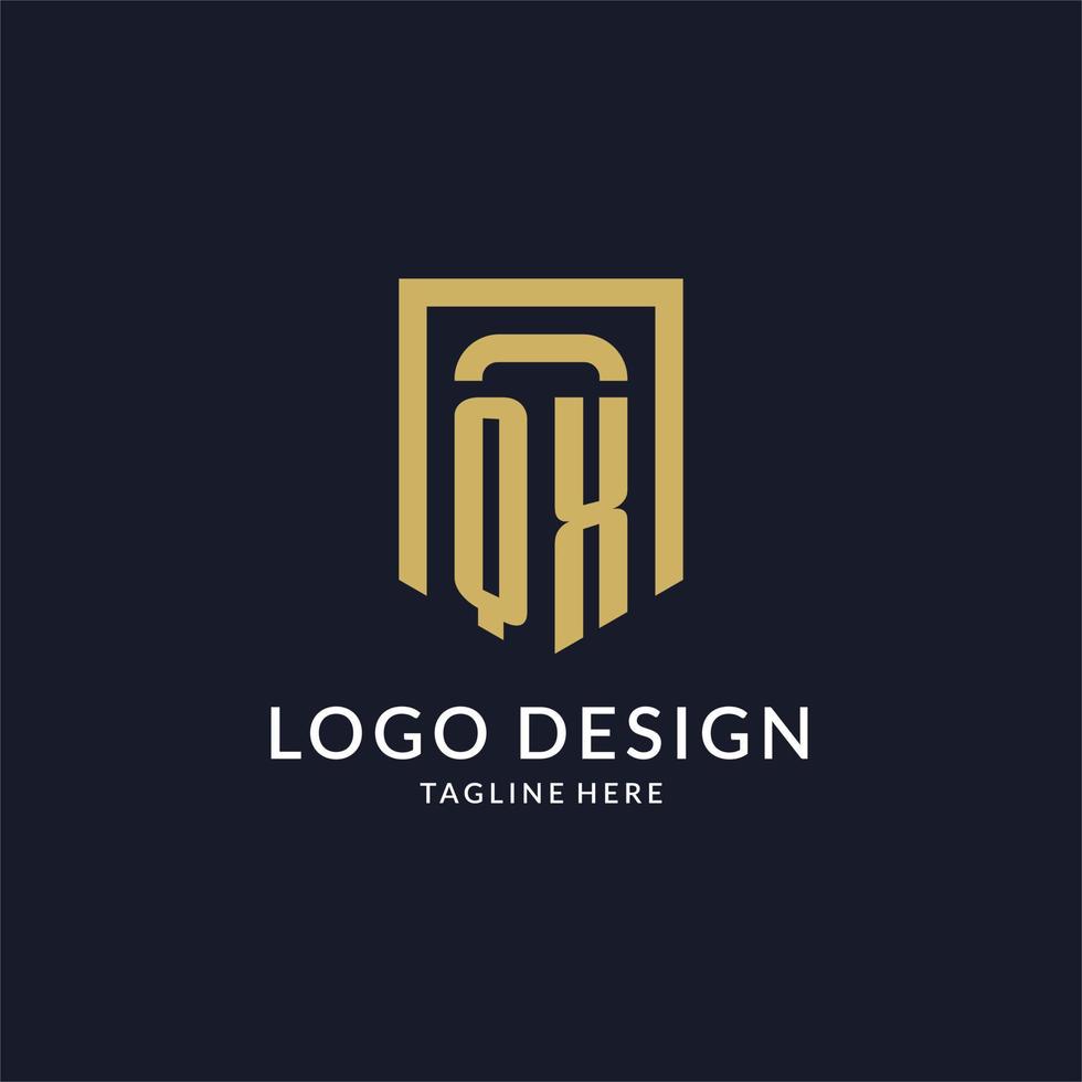 QX logo initial with geometric shield shape design style 23053240 ...