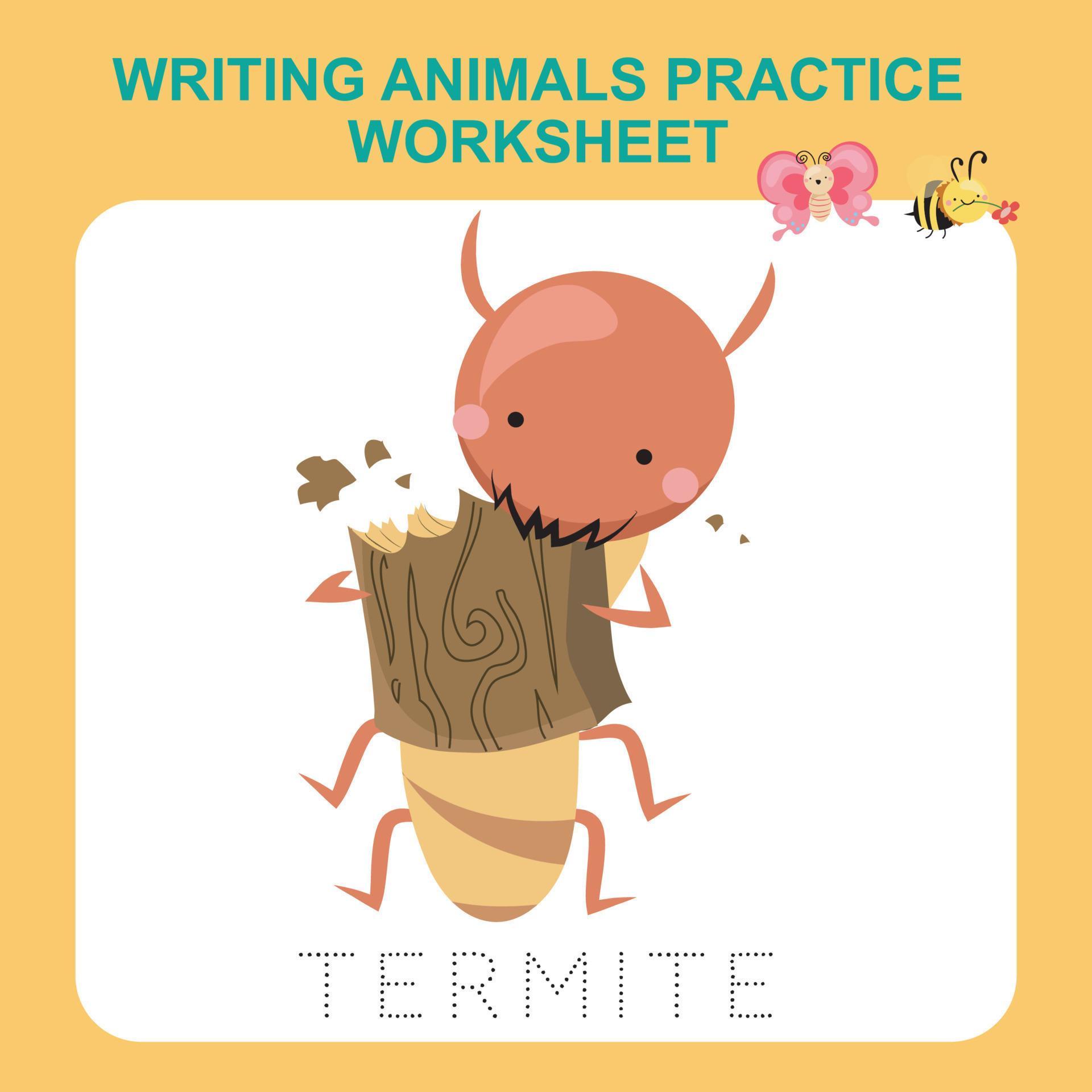 Illustration of writing insect practice worksheet. Educational ...